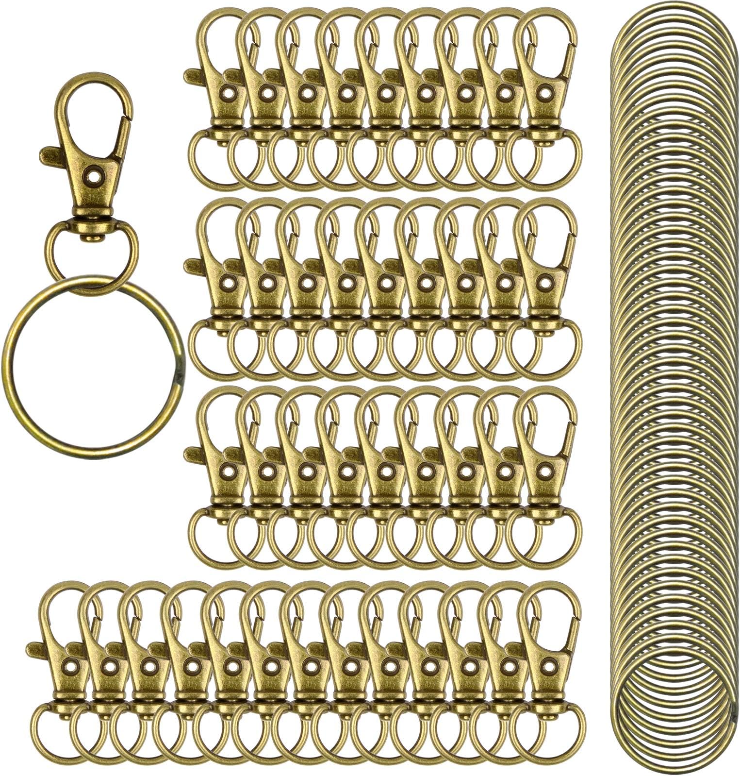 Amazon.com: HXSEMAYIG 100PCS Keychain Hooks with Key Rings,.Metal ...