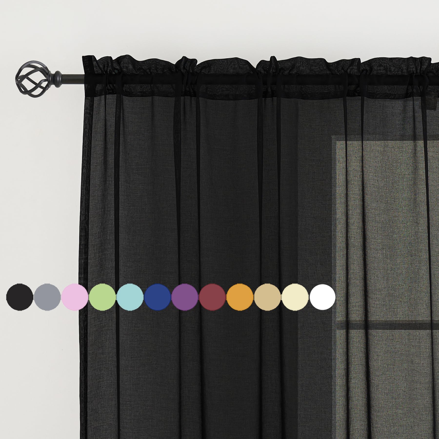 Amazon.com: Sheer Curtains for Windows, Window Treatments Semi Crinkle ...