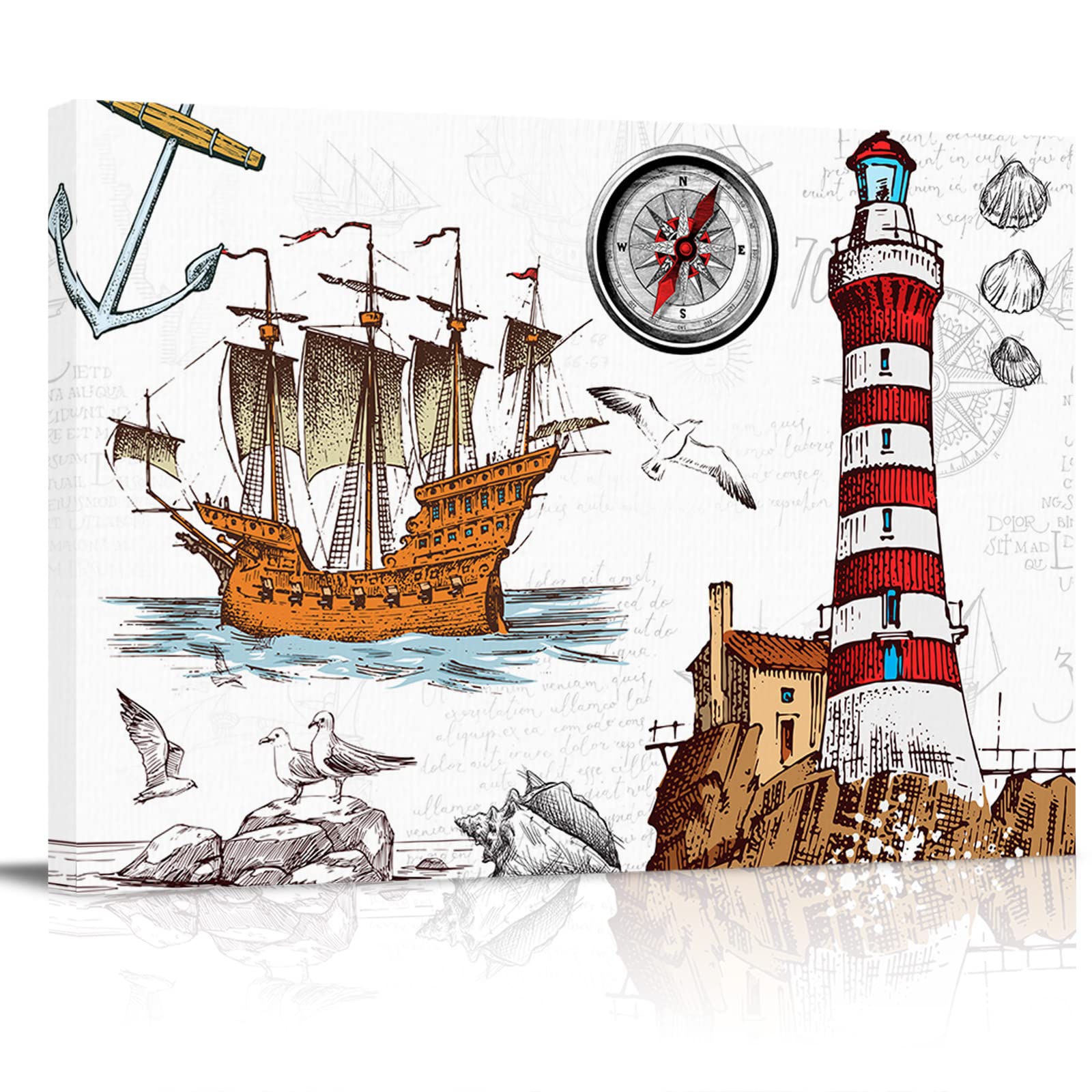 Ship And Lighthouse Drawing