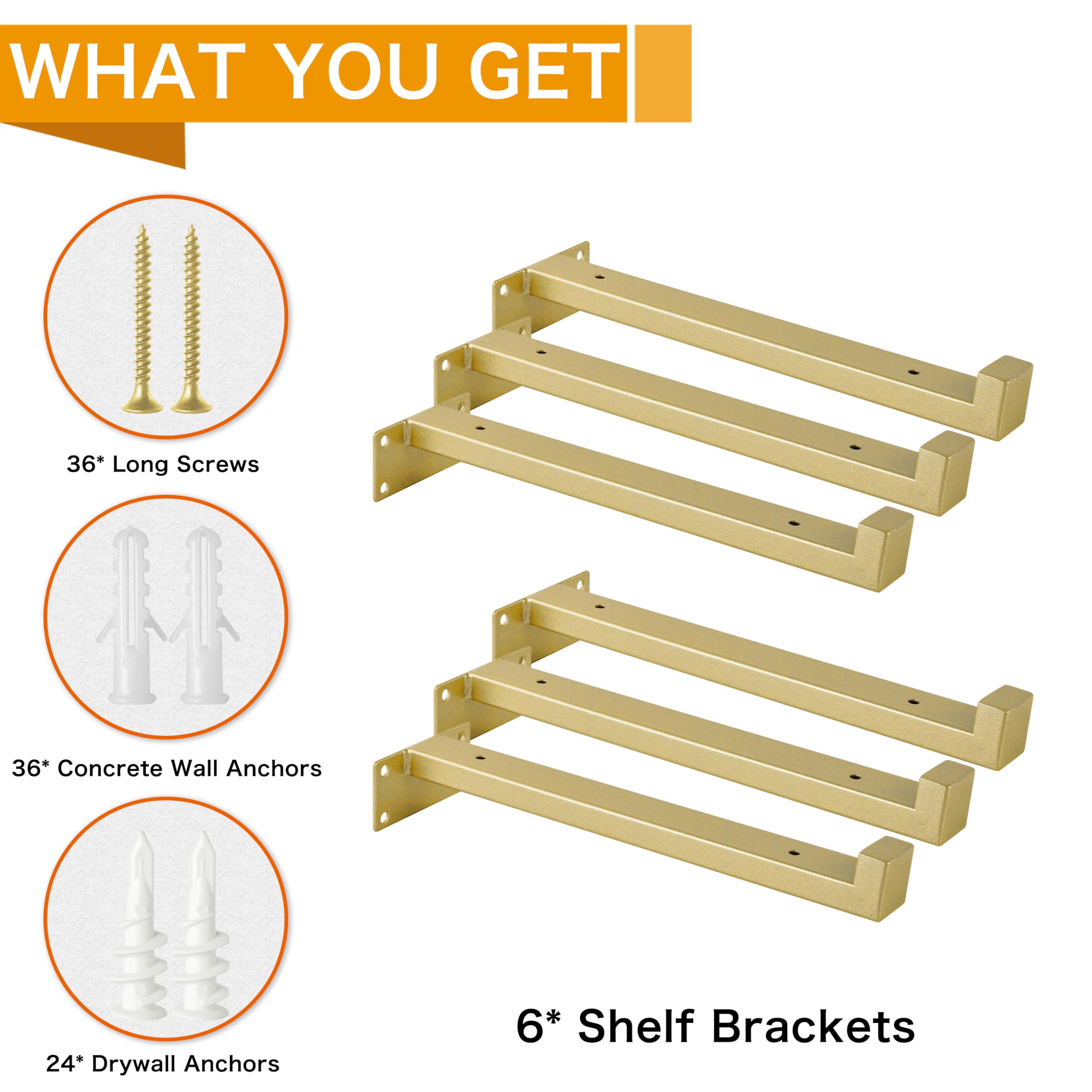 Snapklik.com : EZYDECOR 6Pcs Floating Shelves Brackets Heavy Duty ...