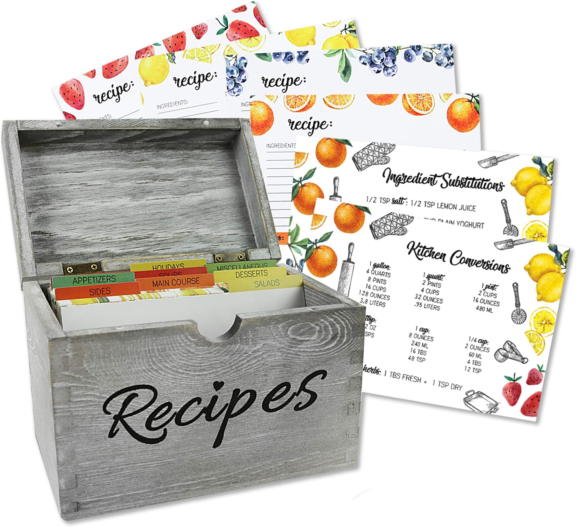 Amazon.com: MAMAGIFTREE Recipe Box, Recipe Card Holder Box with 50 4x6 ...
