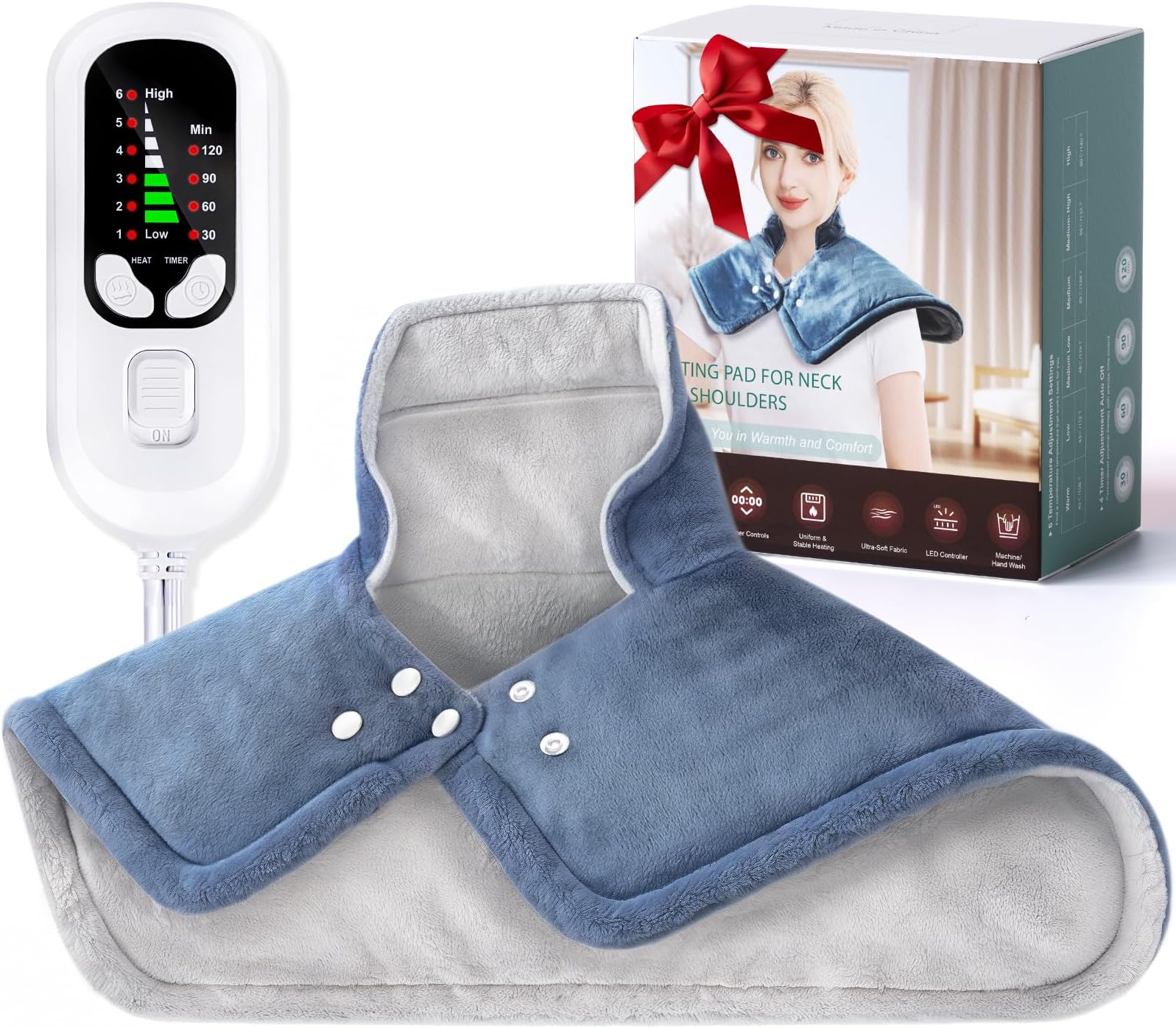 Amazon.com: Heating Pad for Neck and Shoulders and Back, 2lb Weighted ...