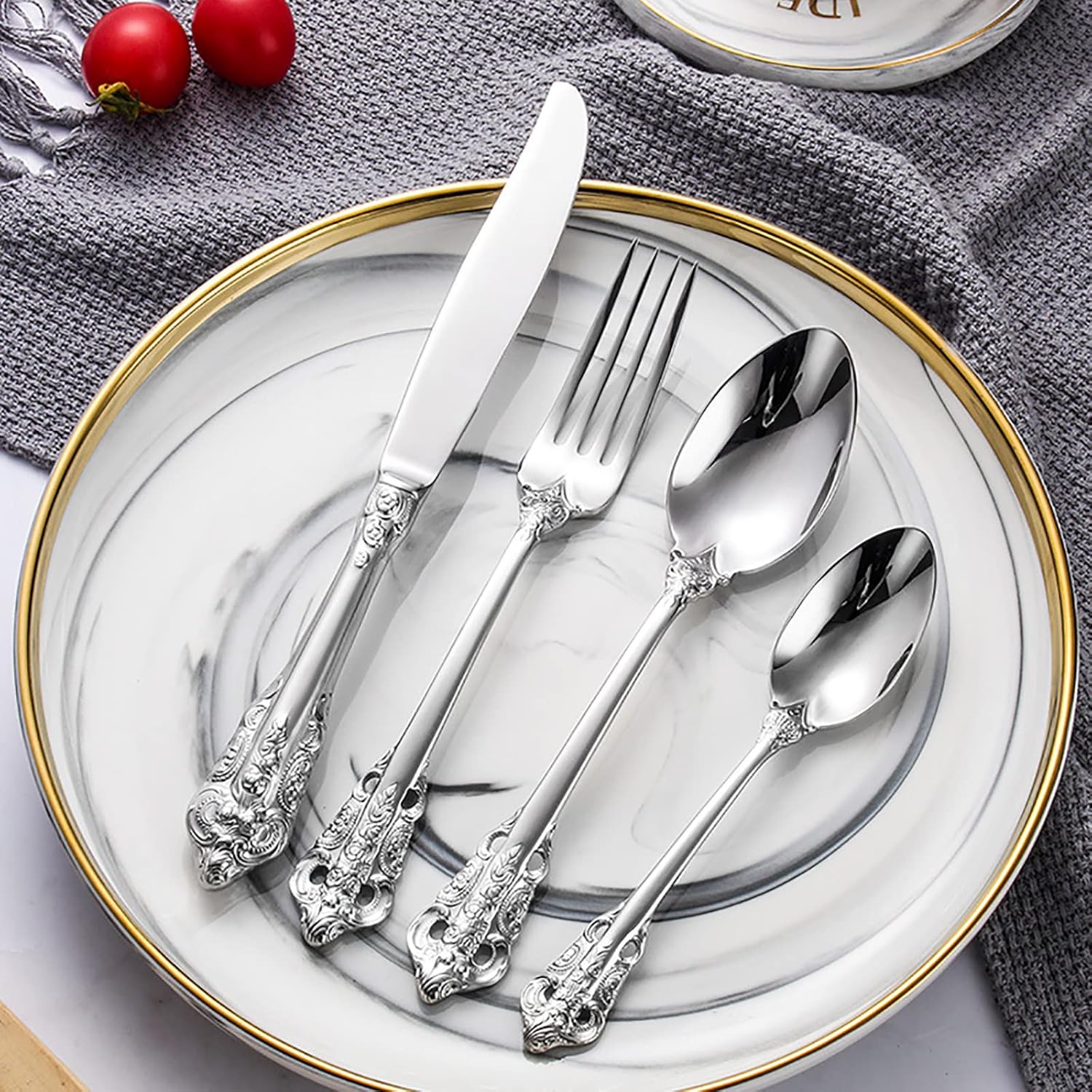 Amazon.com | Silver Flatware Silverware Set for 6, Royal 18/10 ...