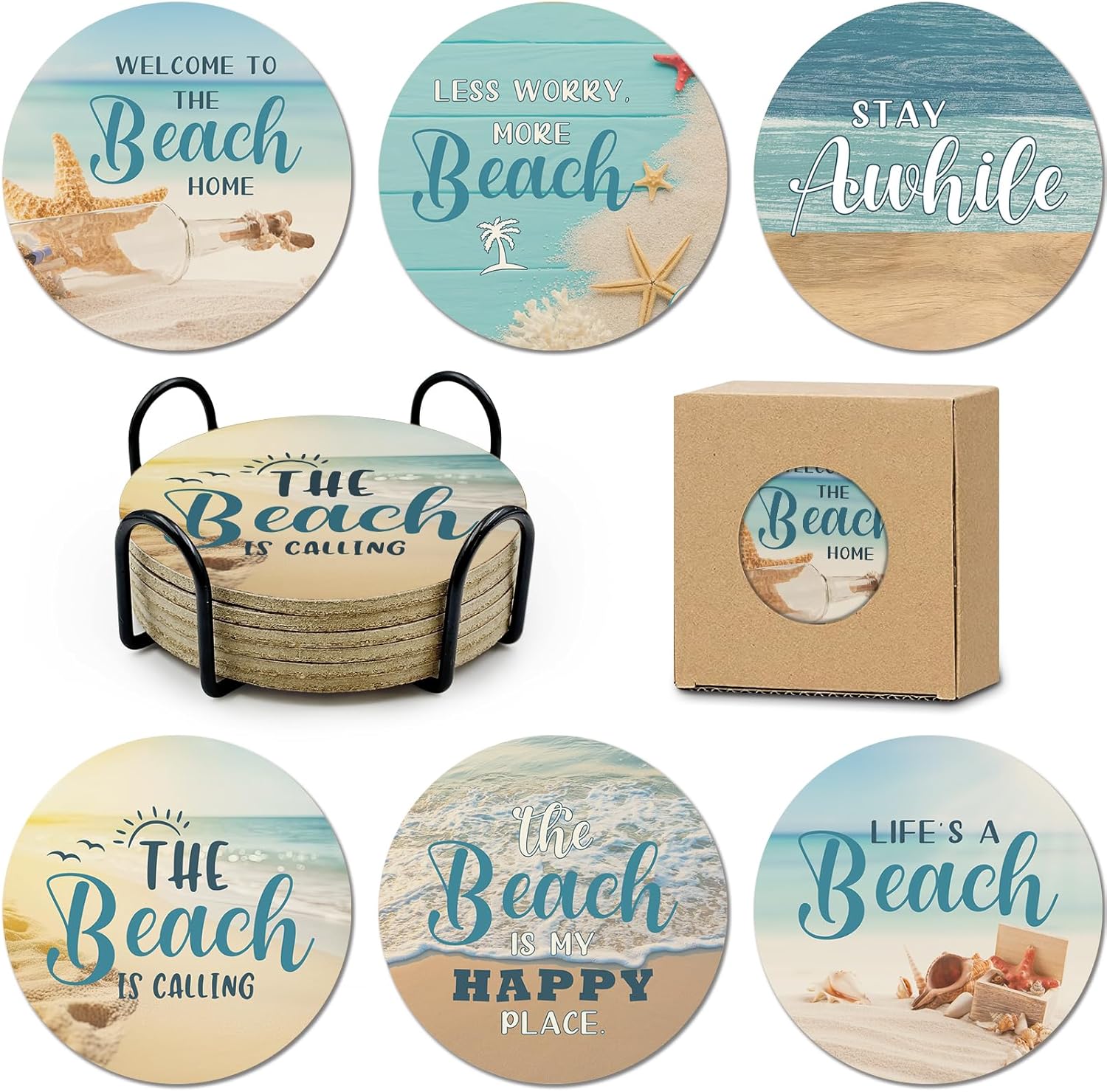 Amazon.com: HSSPIRITZ Beach Coastal & Ocean Sea Tropical Theme Cork ...