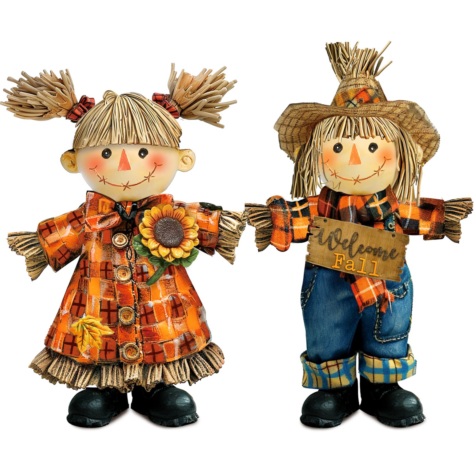 Amazon.com: Moucuny 2 Pieces Fall Harvest Scarecrow Decorations Autumn ...