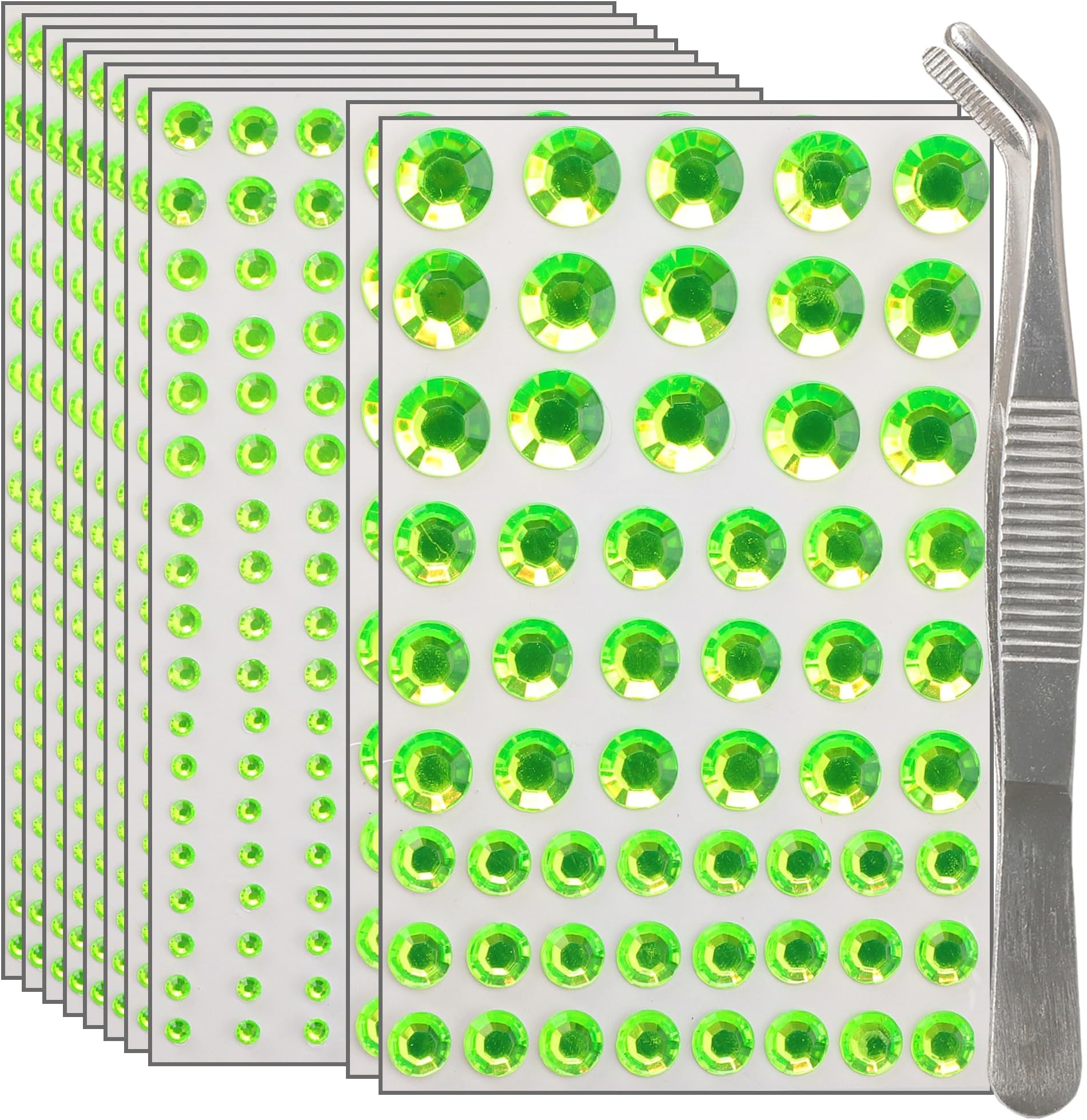 Amazon.com: NIACONN 1760 Pcs Green Hair Jewels Face Gems Stick on, Self ...