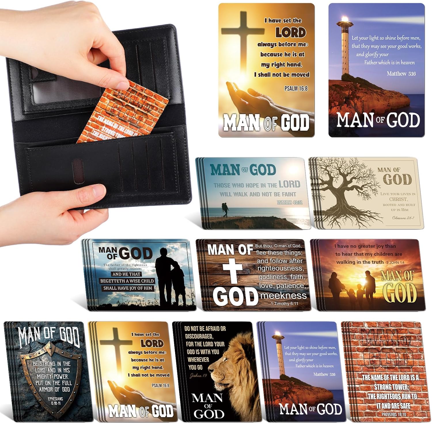 Amazon.com: Motiskyy 60 Pcs Man of God Gifts Wallet Card Bulk Father's ...
