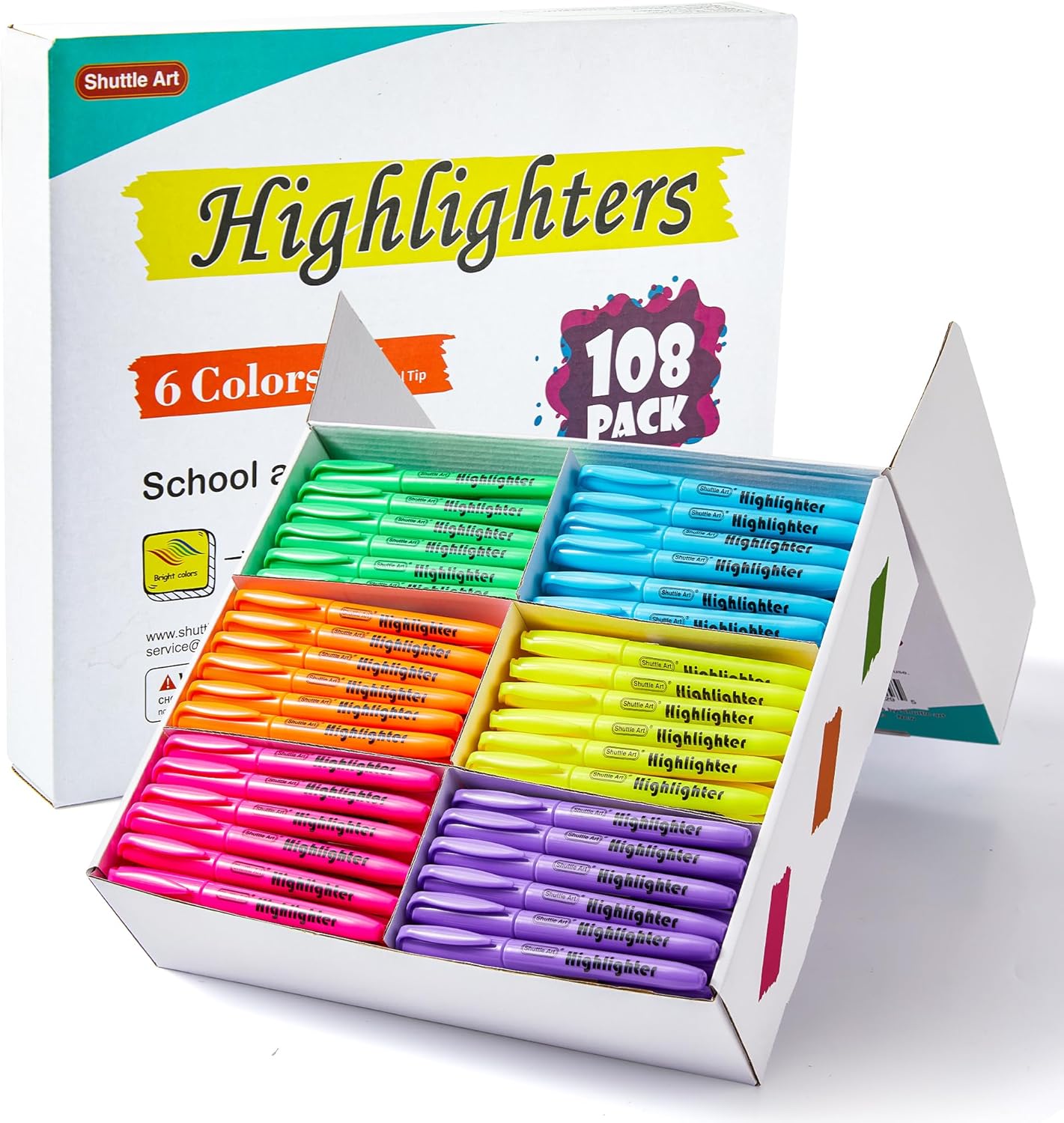 Shuttle Art 108 Pack Highlighters, Highlighters Assorted Colours Set, 6 ...