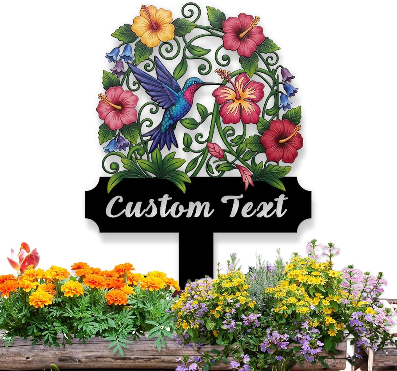 Amazon.com: Dyoart Personalized Garden Signs, Colorful Hummingbird ...
