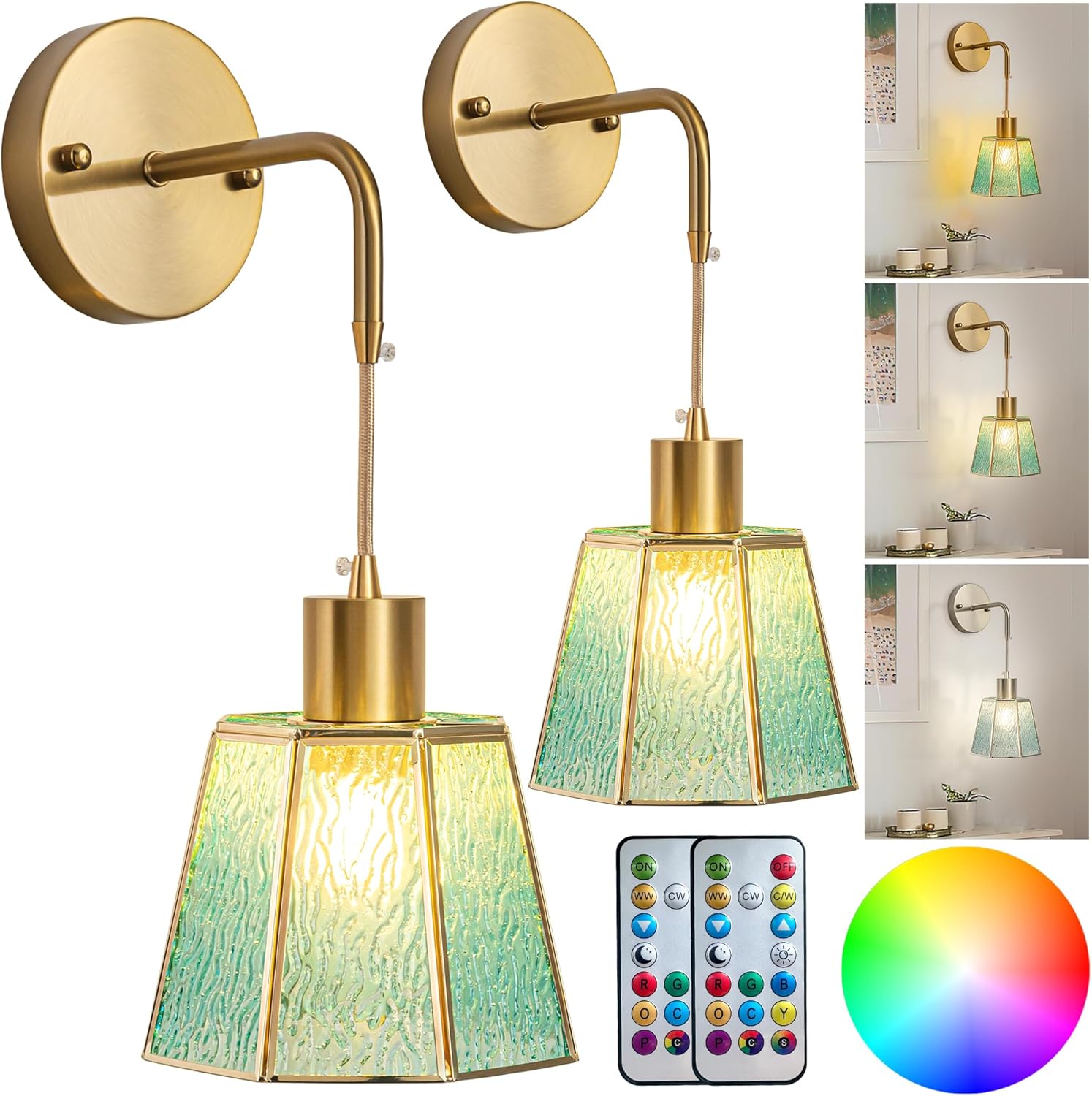 YHCDLAMP Battery Operated Sconces Set of 2, Battery Operated Wall ...