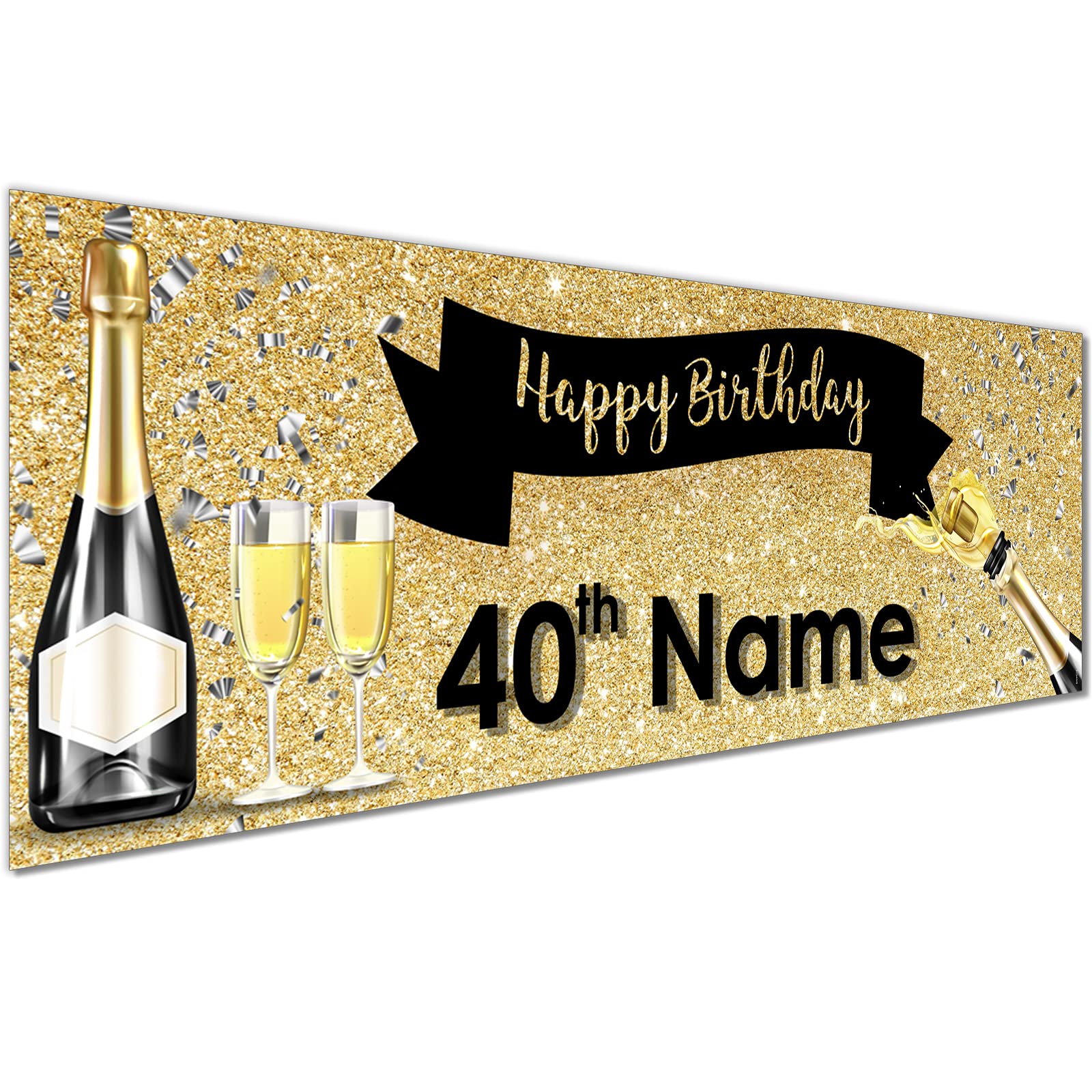 40th Happy Birthday Personalised Birthday Banner 40th Birthday Banners ...
