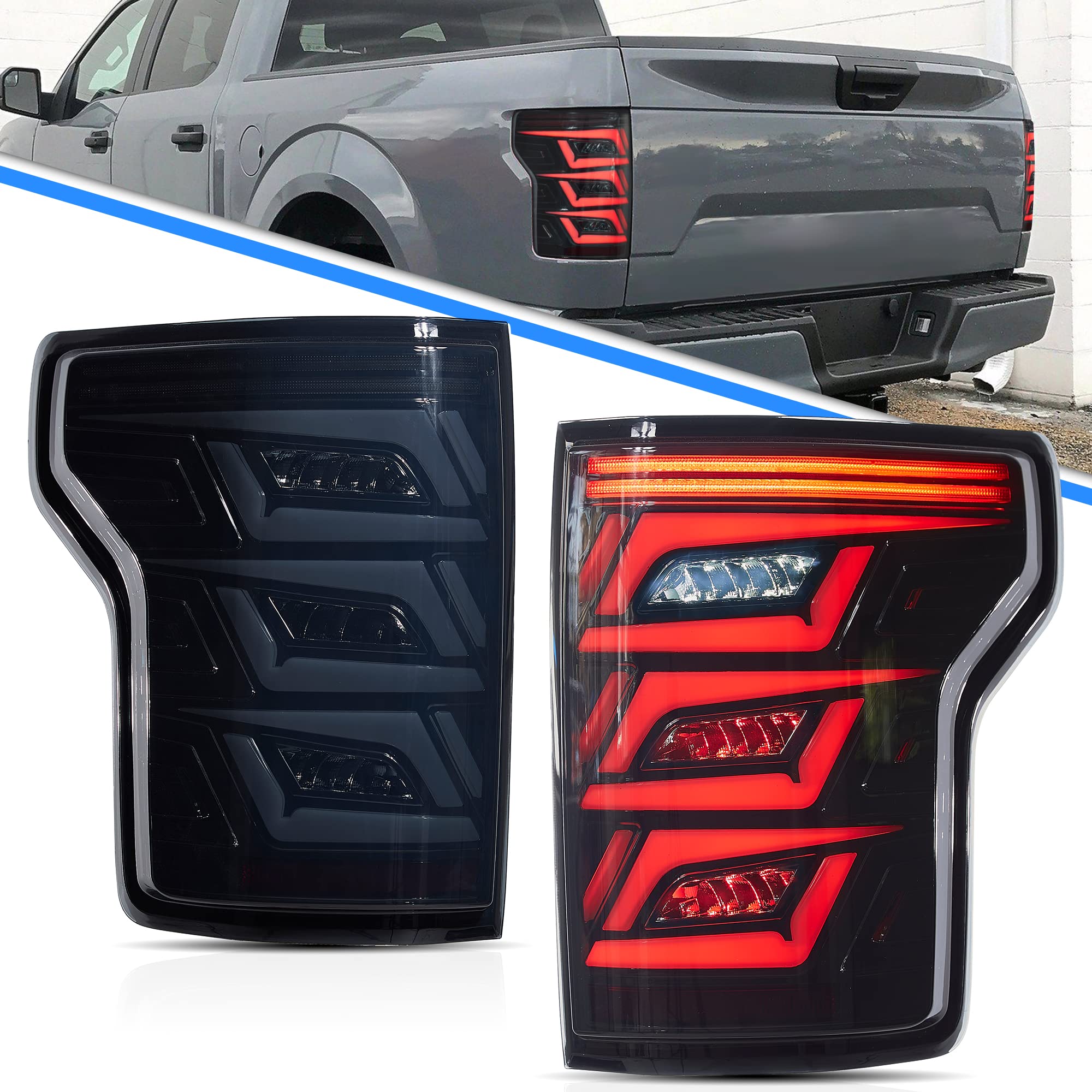 Buy VLAND Smoked Full LED Taillights Assembly For Ford F150 2015-2020 ...