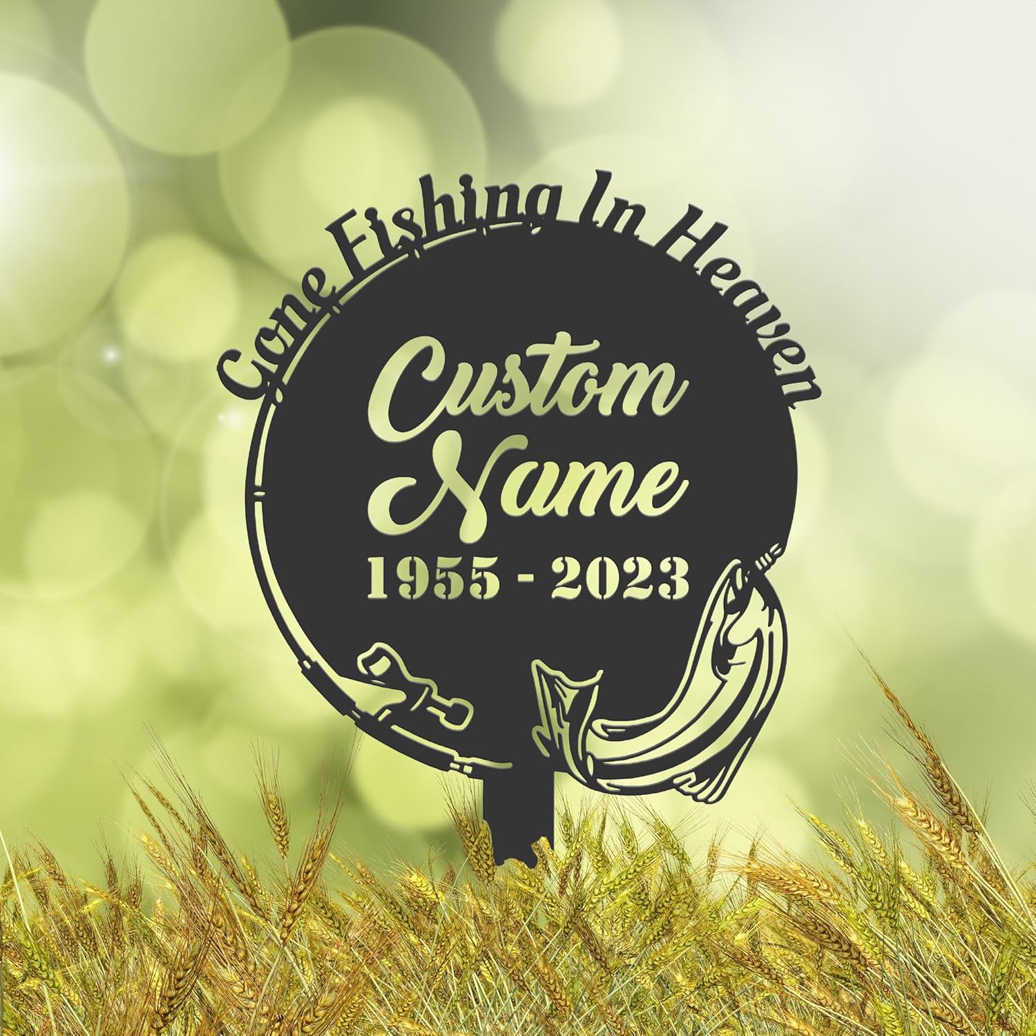 Amazon.com: Personalized Gone Fishing in Heaven Memorial Stake ...