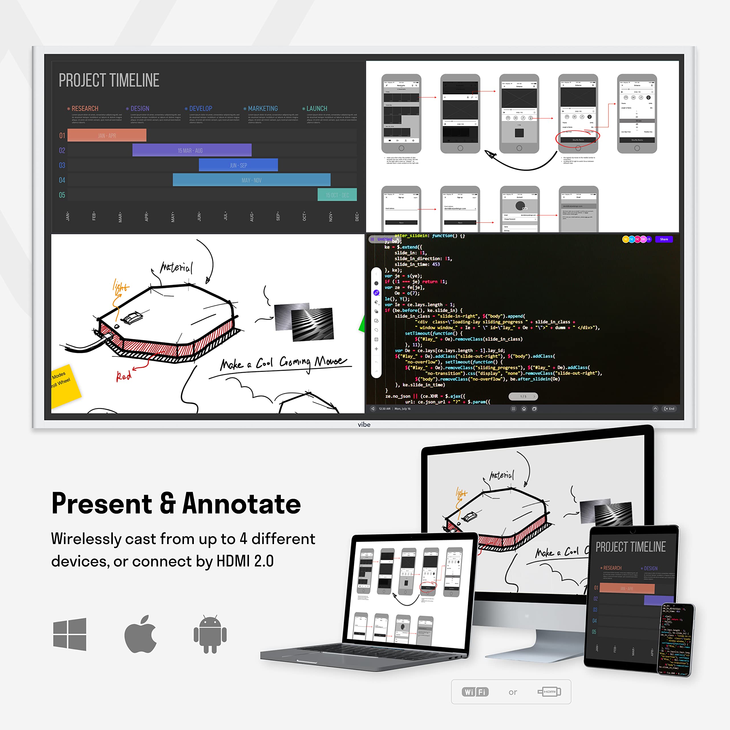 Buy [Original] Vibe 55″ 4K UHD Smart Digital Whiteboard, Interactive ...