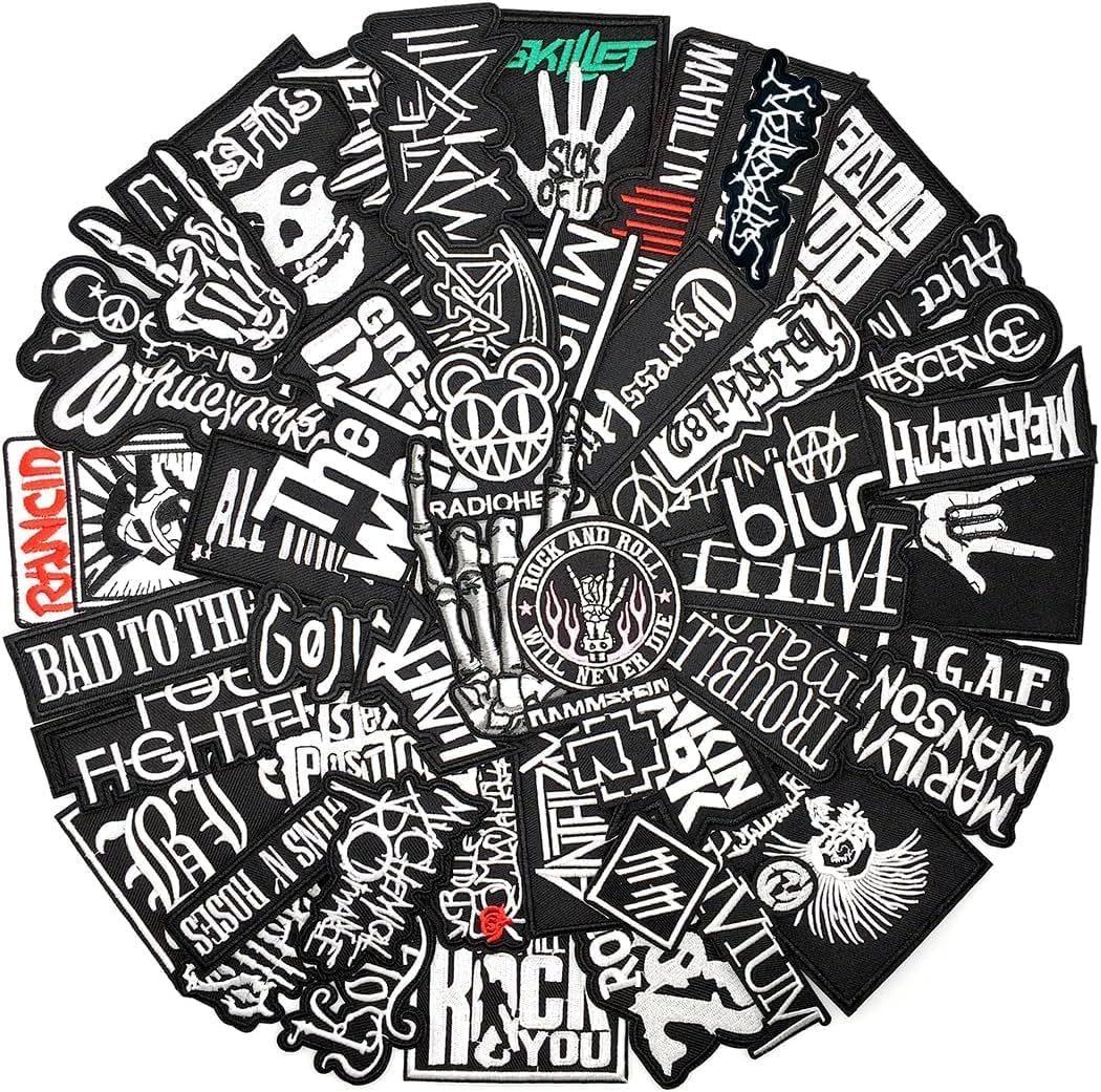 Amazon.com: 50PCS Rock Band Patches Iron On Punk Patches Heavy Metal ...