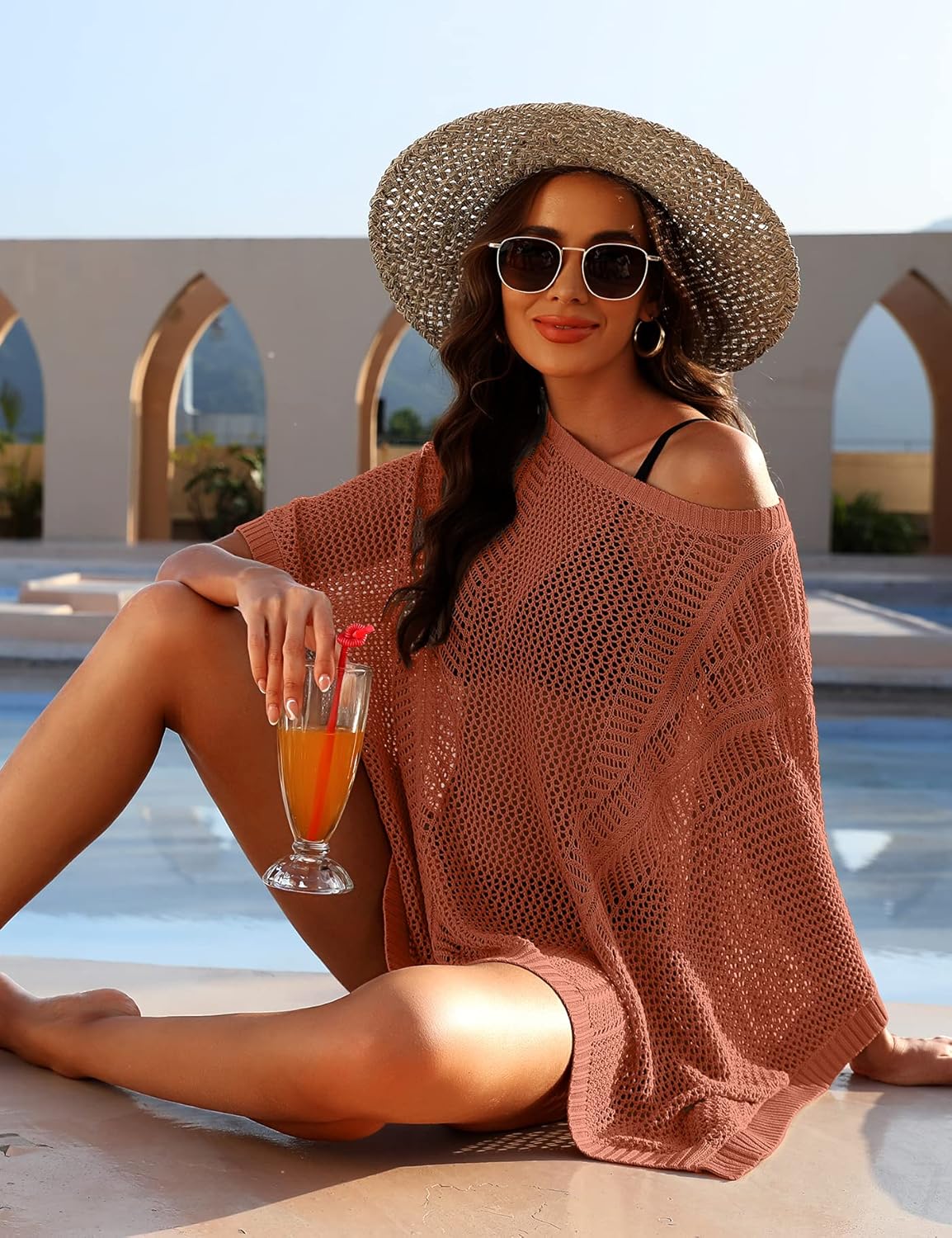 Jollycode Womens Bathing Suit Cover Ups 2023 Summer Crochet Beach Bikini Swimsuit Coverup ...