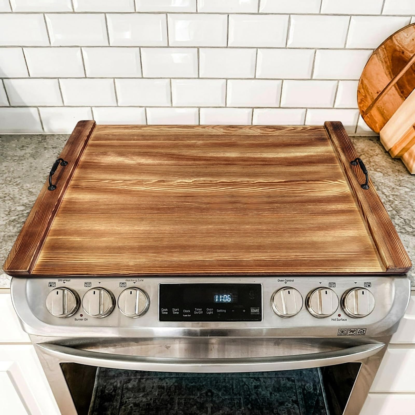 Amazon.com: Noodle Board Stove Cover - Acacia Wood Stove Top Covers for ...