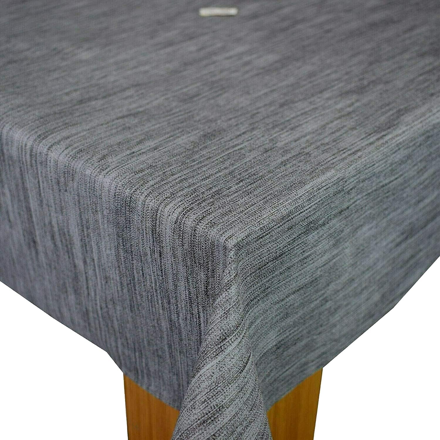 Karina Home Grey Linen Tex Wipe Clean Tablecloth Vinyl PVC Table Cover ...