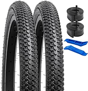 Amazon | YunSCM 2本セット,20 1.95 タイヤ 60TPI 超耐久,20x1.95 54-406 自転車タイヤ + 20x1.75/2.125 チューブ 米式バルブ32mm ...