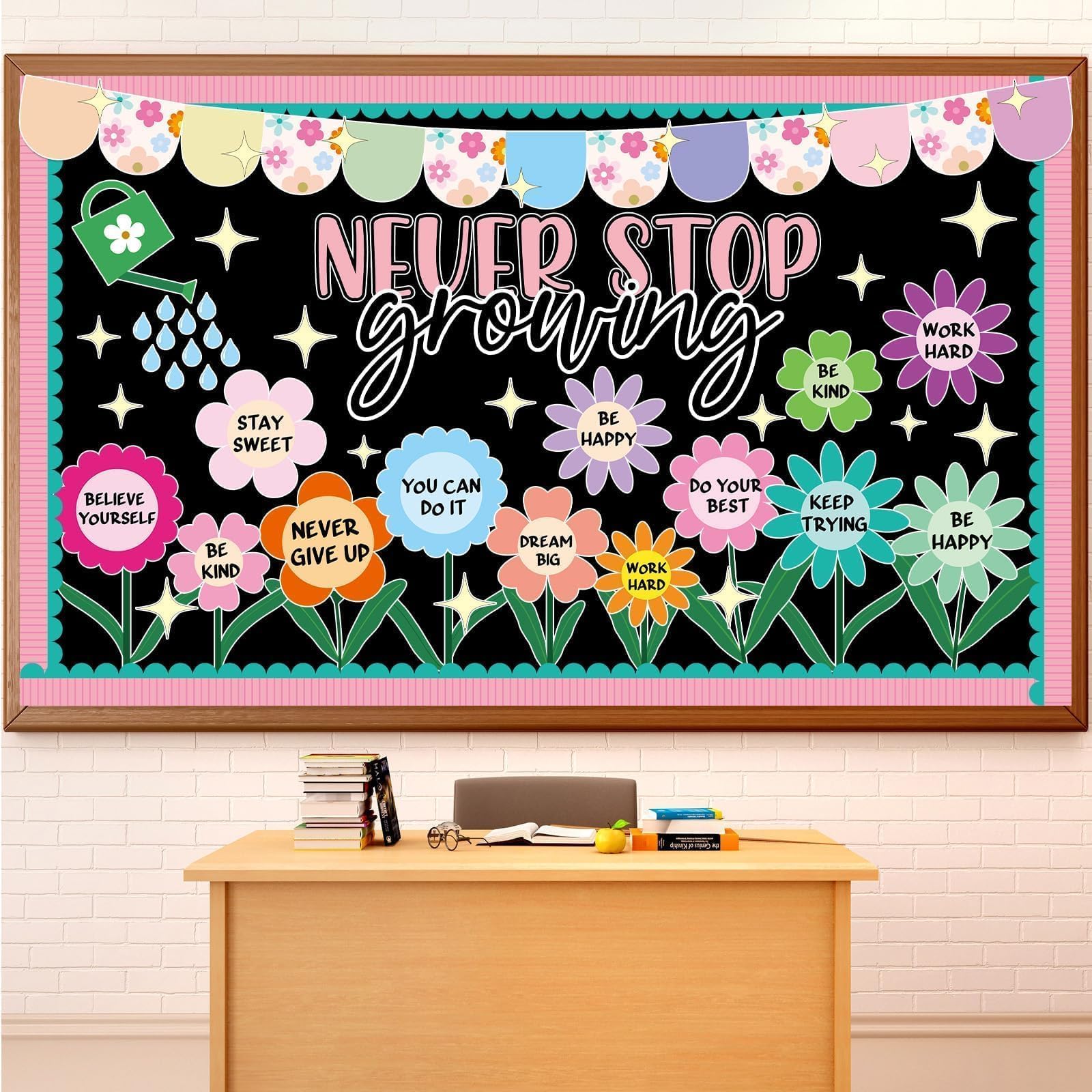Amazon.com : Yiaoyinnz Spring Bulletin Board Set Spring Flower Never ...