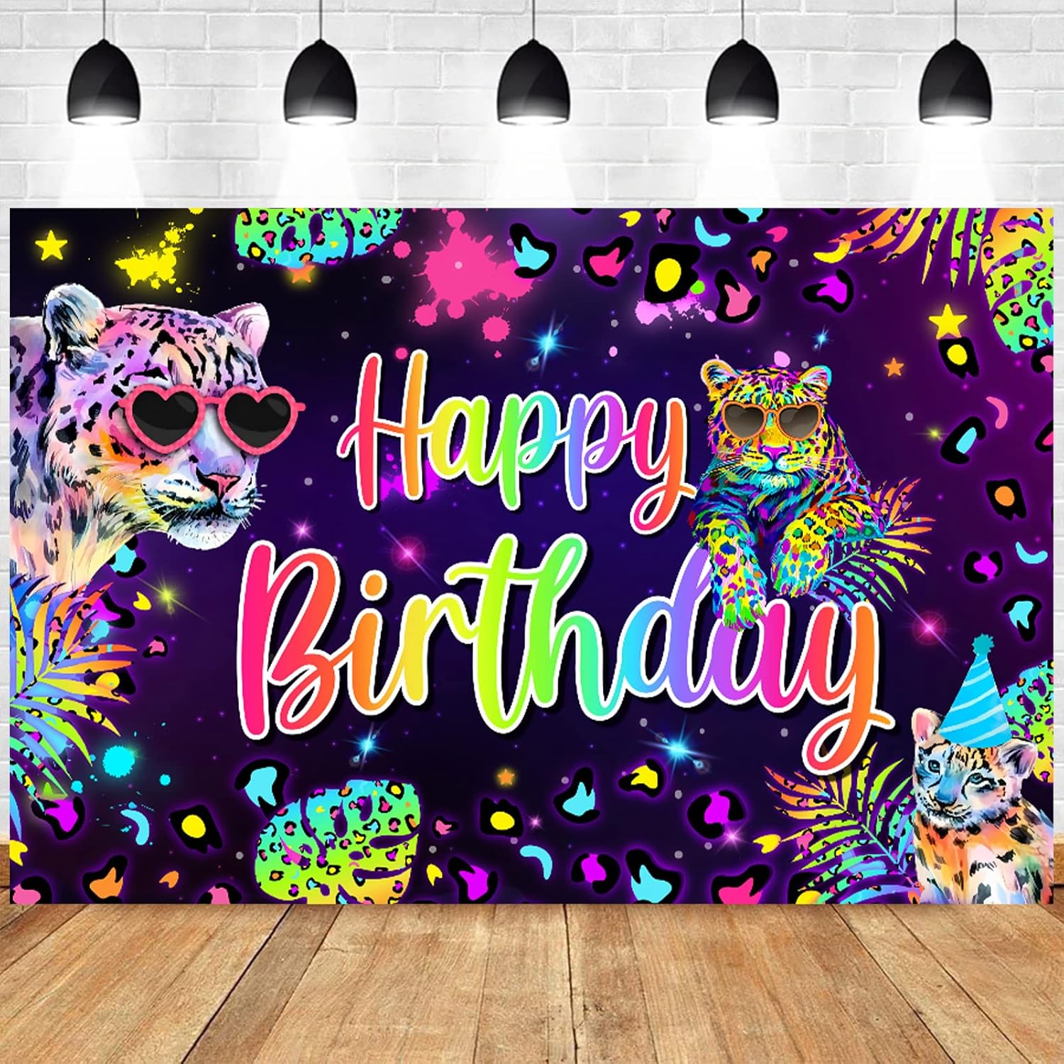 Amazon.com : Wonmelody 7 * 5ft Leopard Birthday Backdrop Cheetah Party ...