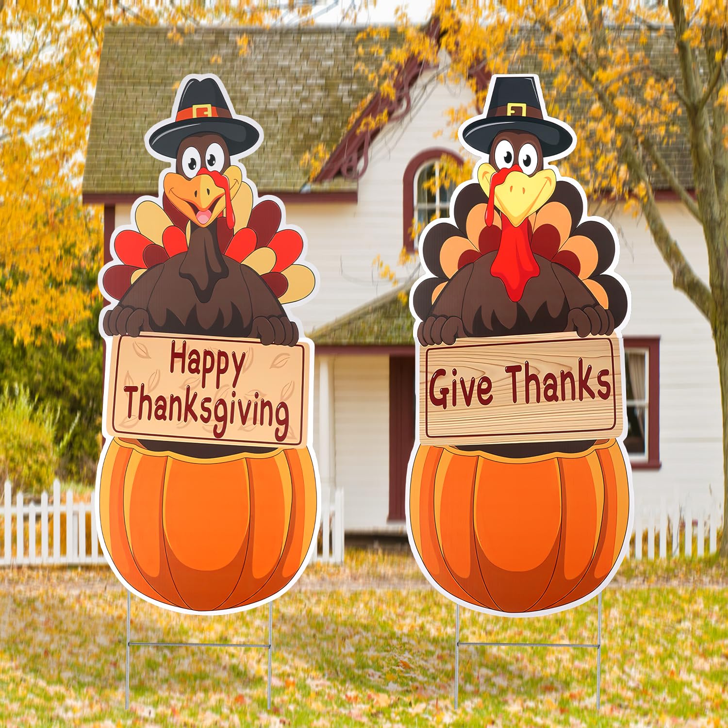 Amazon.com : 2pcs Thanksgiving Yard Stakes, Turkey Thanksgiving Yard ...