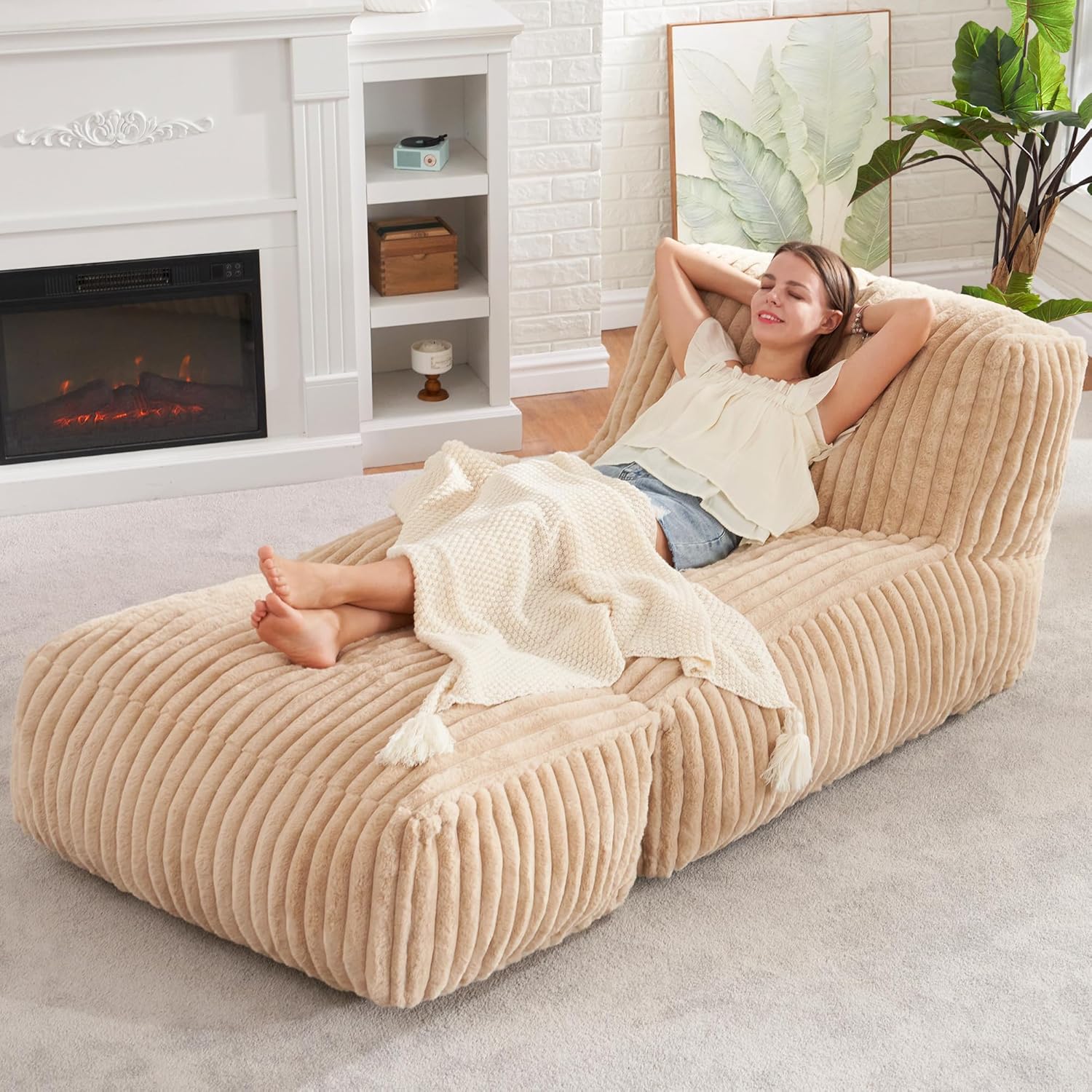 Amazon.com: Big Bean Bag Lounger Chairs Large Beanbag Chair for Adults ...