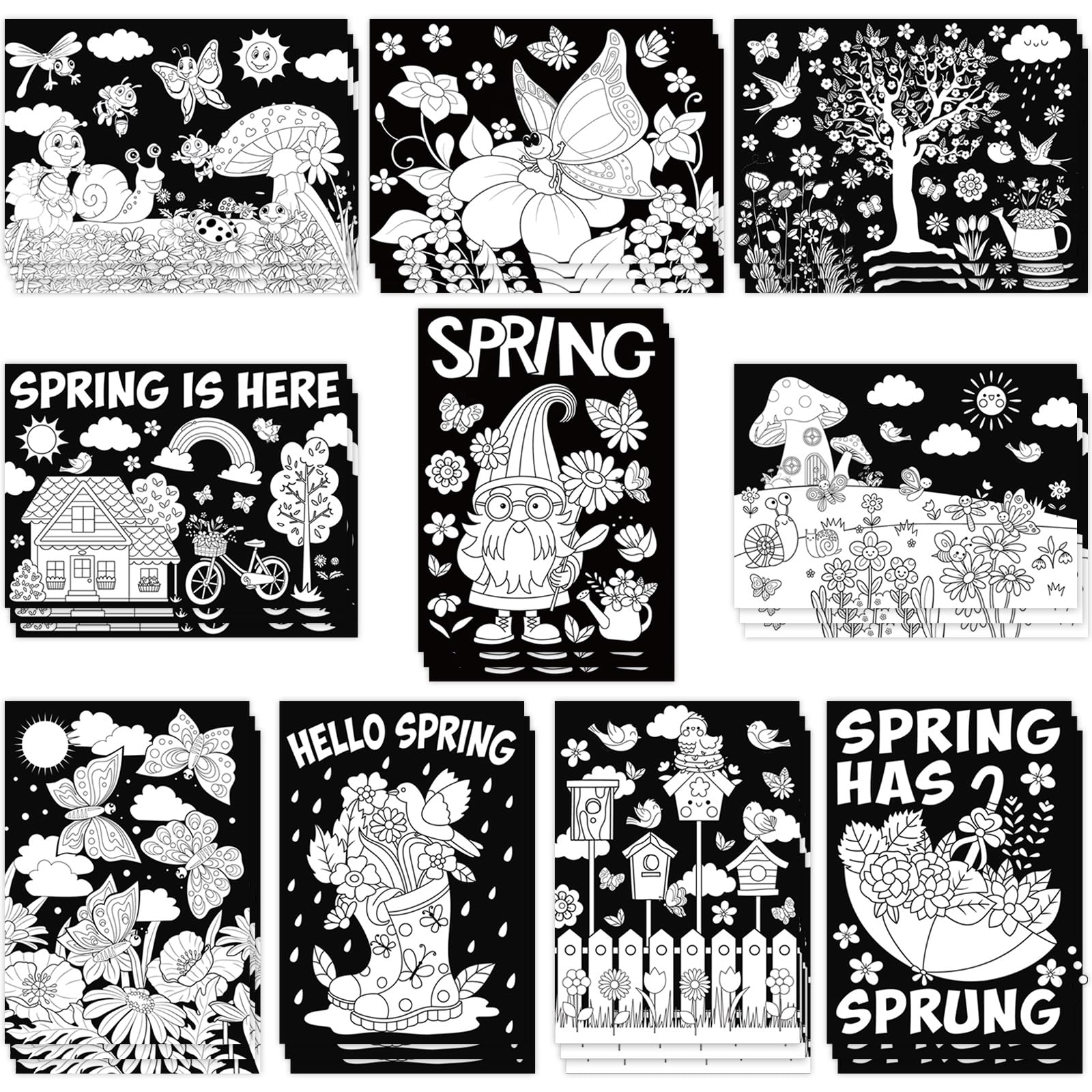 Amazon.com: Zhanmai 30 Pcs Spring Coloring Posters Color Your Own Funny ...