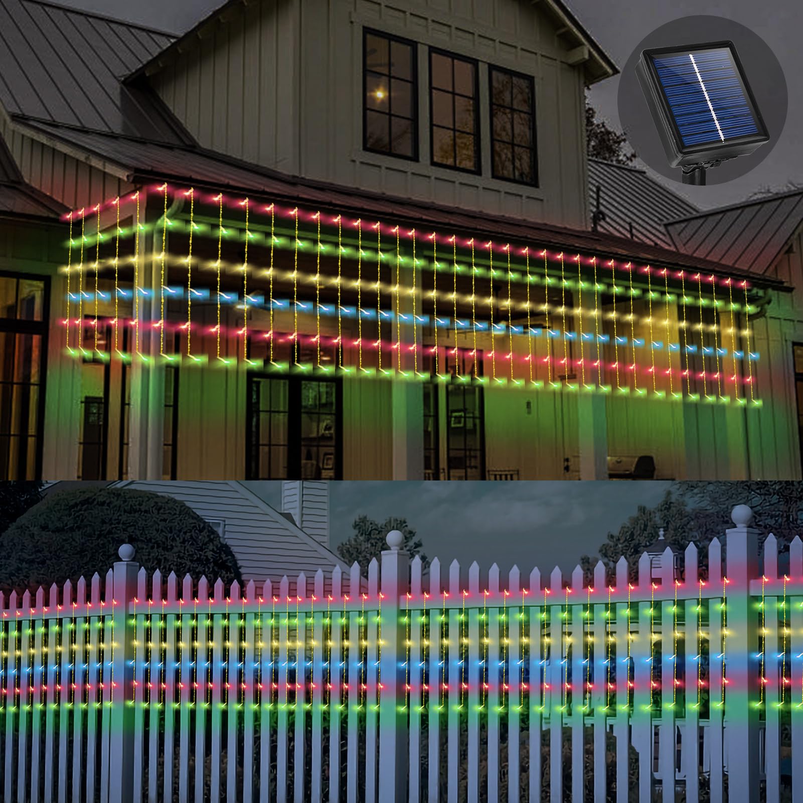 Amazon.com: 32.8 * 3.28FT Large Size Solar Curtain Lights Outdoor, 8 ...