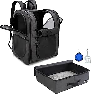 Amazon.com : Pet Backpack Carrier and Cat Litter Box with Lid : Pet ...