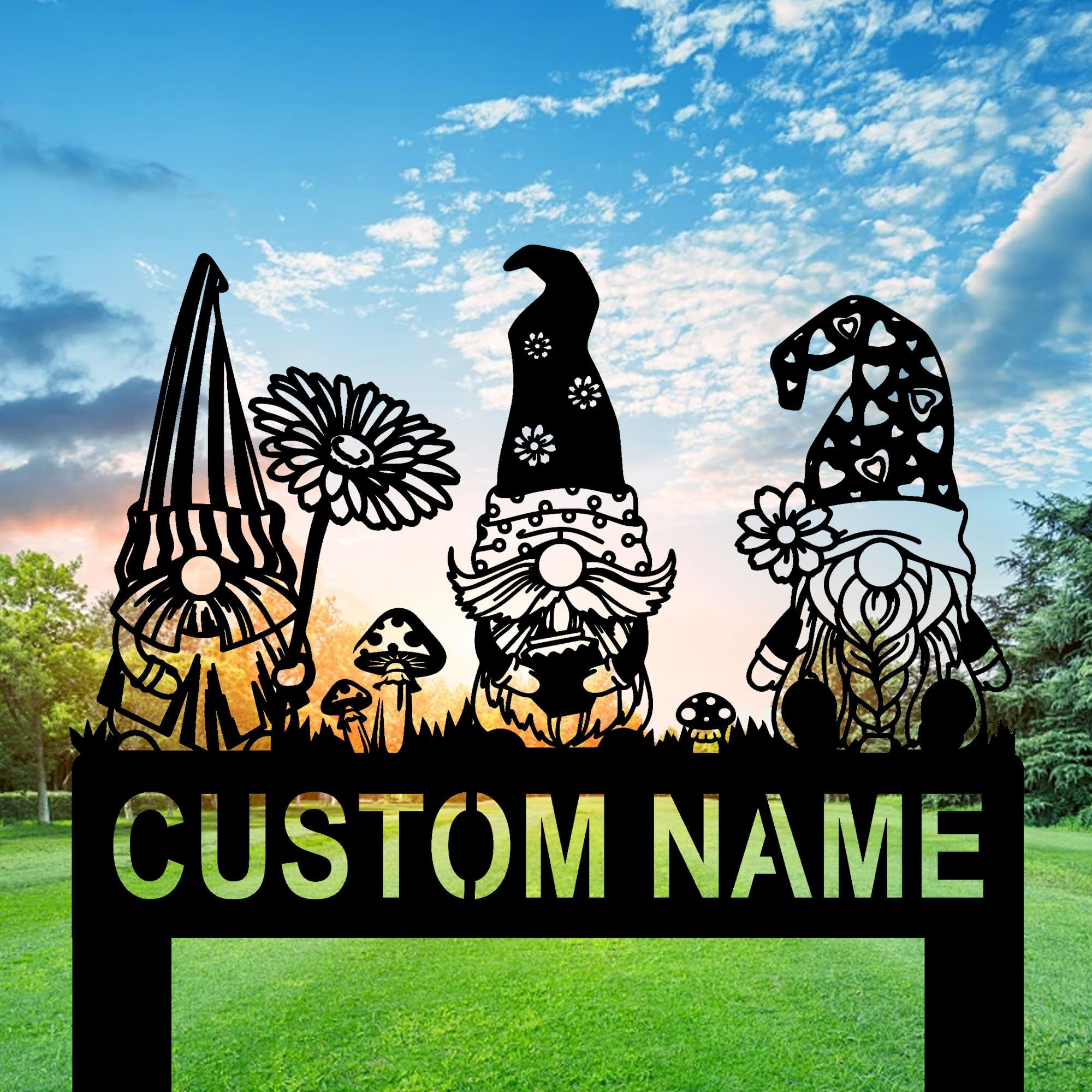 Amazon.com : ElevateIQ Personalized Garden Gnome Metal Stake ...