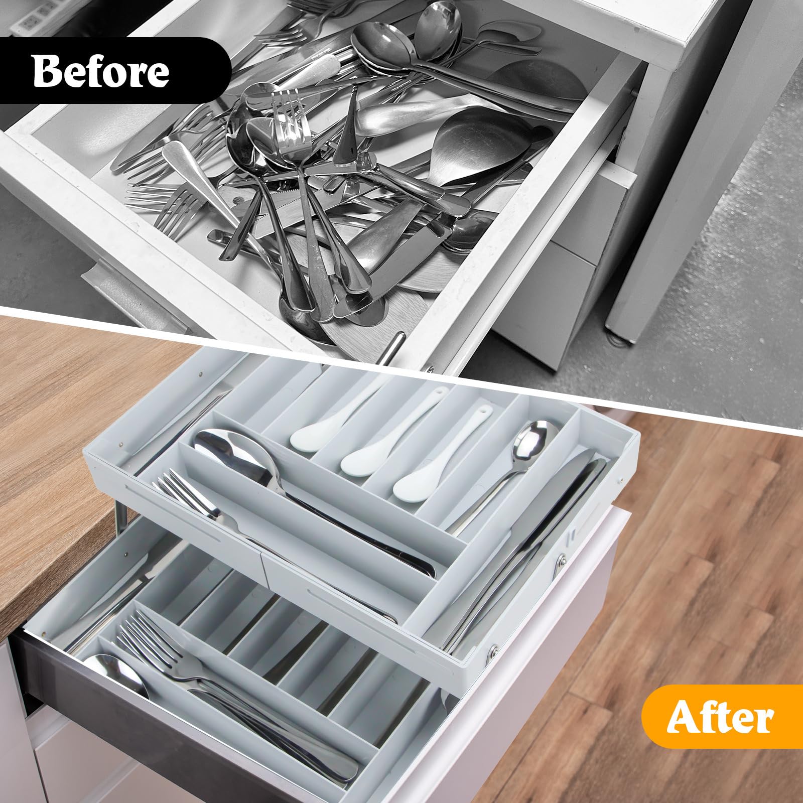 Snapklik.com : Large Size 2 Tier Smart Collapsible Drawer Organizer,Multi Level Stacking Folding ...