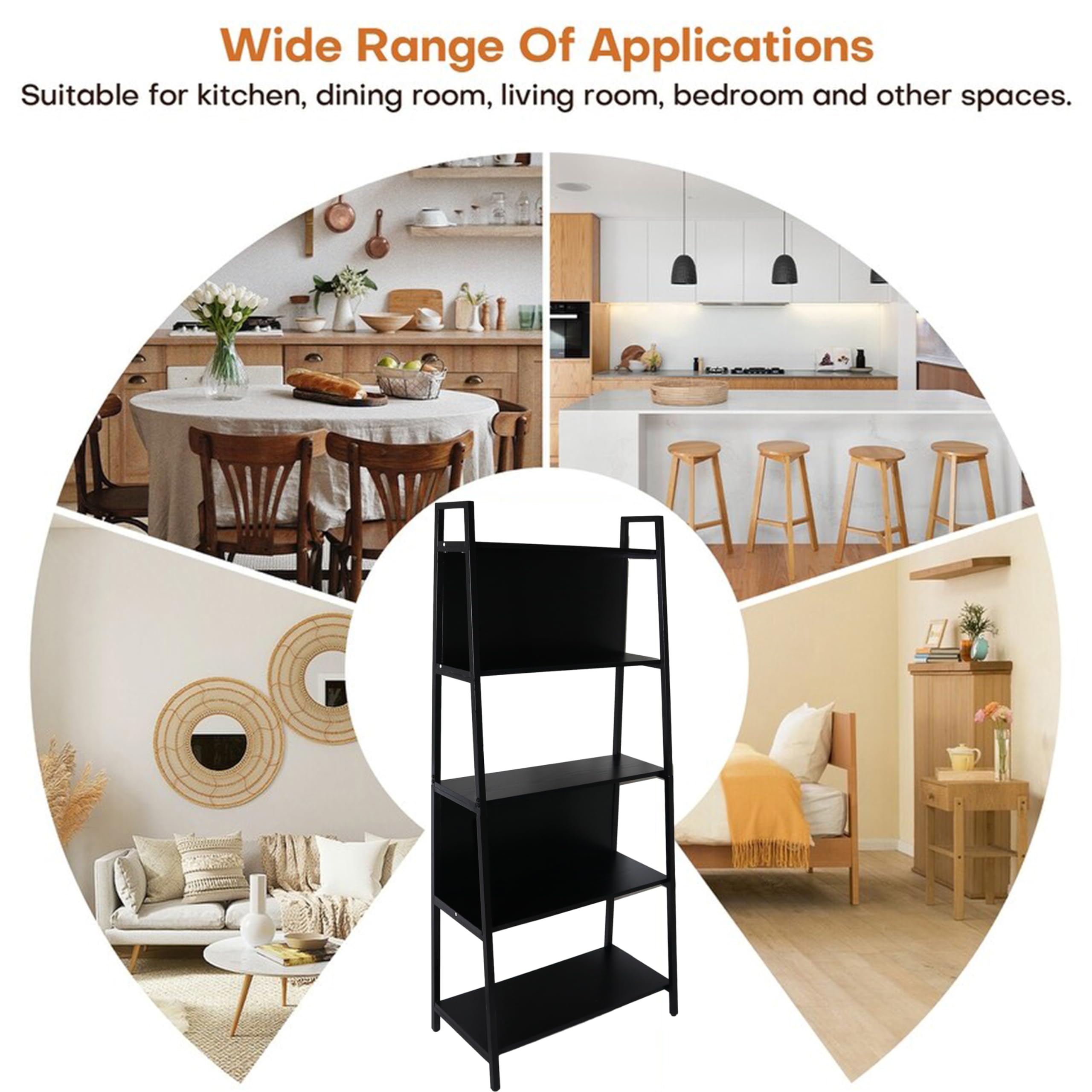 Snapklik.com : Black Ladder Bookshelf 5-Tier, Metal Book Shelf Large ...