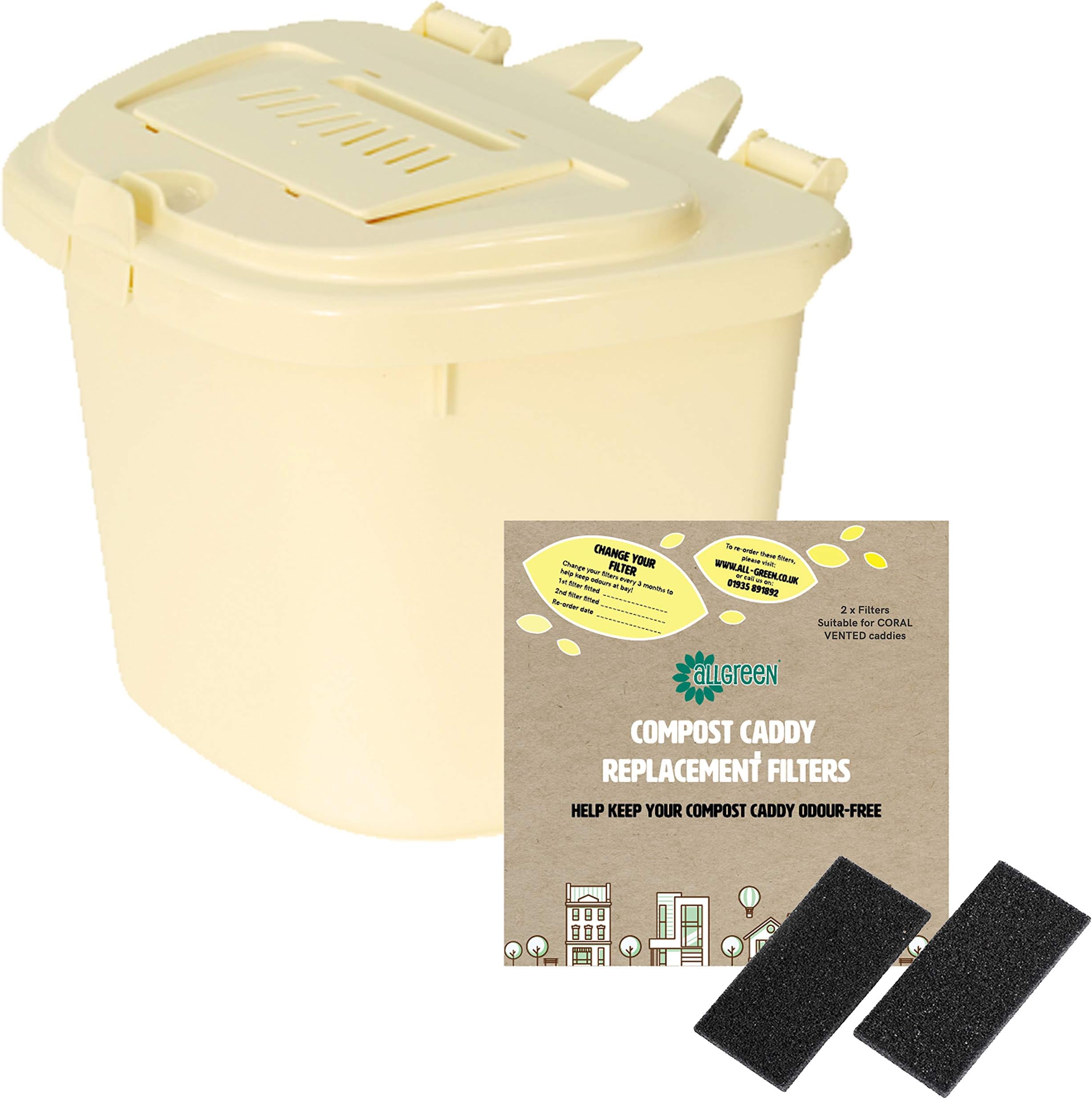 Cream 5L Vented Kitchen Compost Caddy - Composting Bin for Food Waste ...