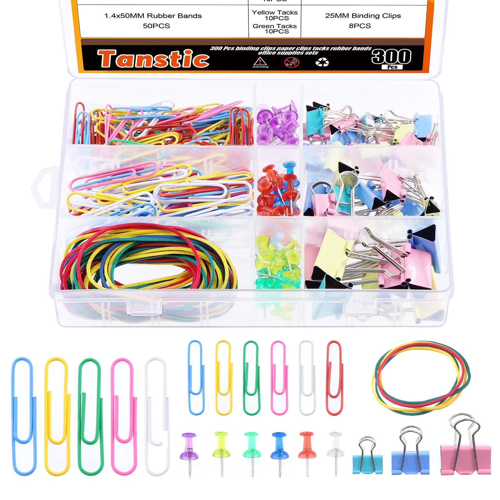 Tanstic 300Pcs Colored Office Clips Set, Assorted Sizes Paper Clips ...