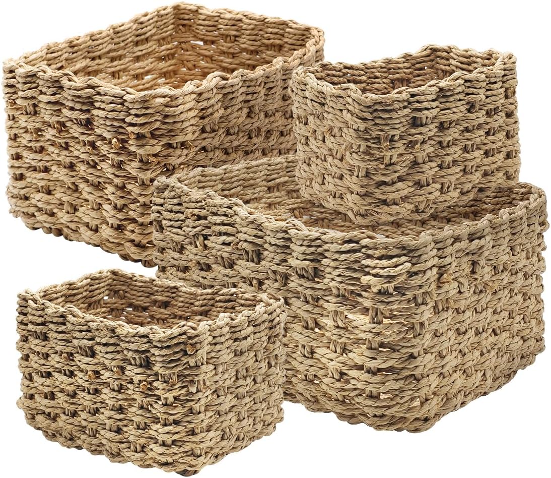 Paniers de Rangement en Osier Tissé, Lot de 4 Paniers de Rangement ...
