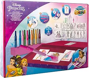 Disney Princess Blow Pen Airbrush Colour Pens & Stencil Set - Deluxe ...