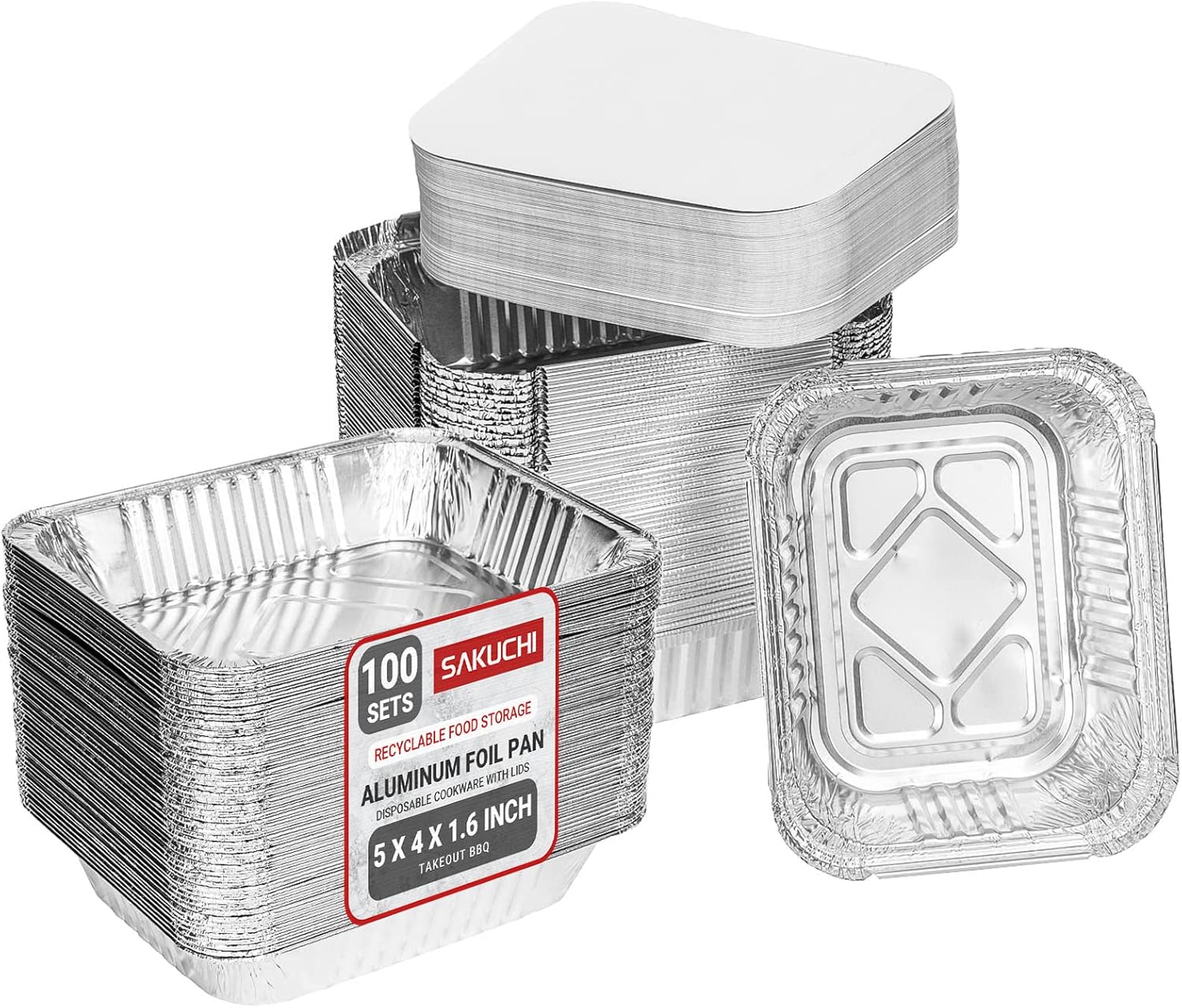 Amazon.com: Sakuchi Aluminum Foil Pan 5" x 4" (100 Pack) Disposable ...