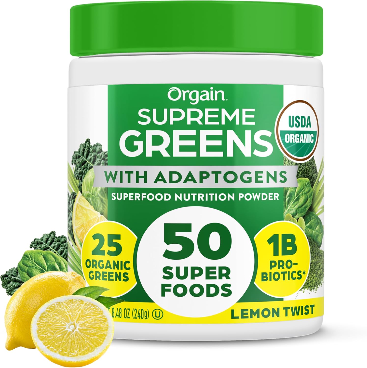 Amazon.com: Orgain Supreme Greens Powder with 25 Organic Greens, 50 ...