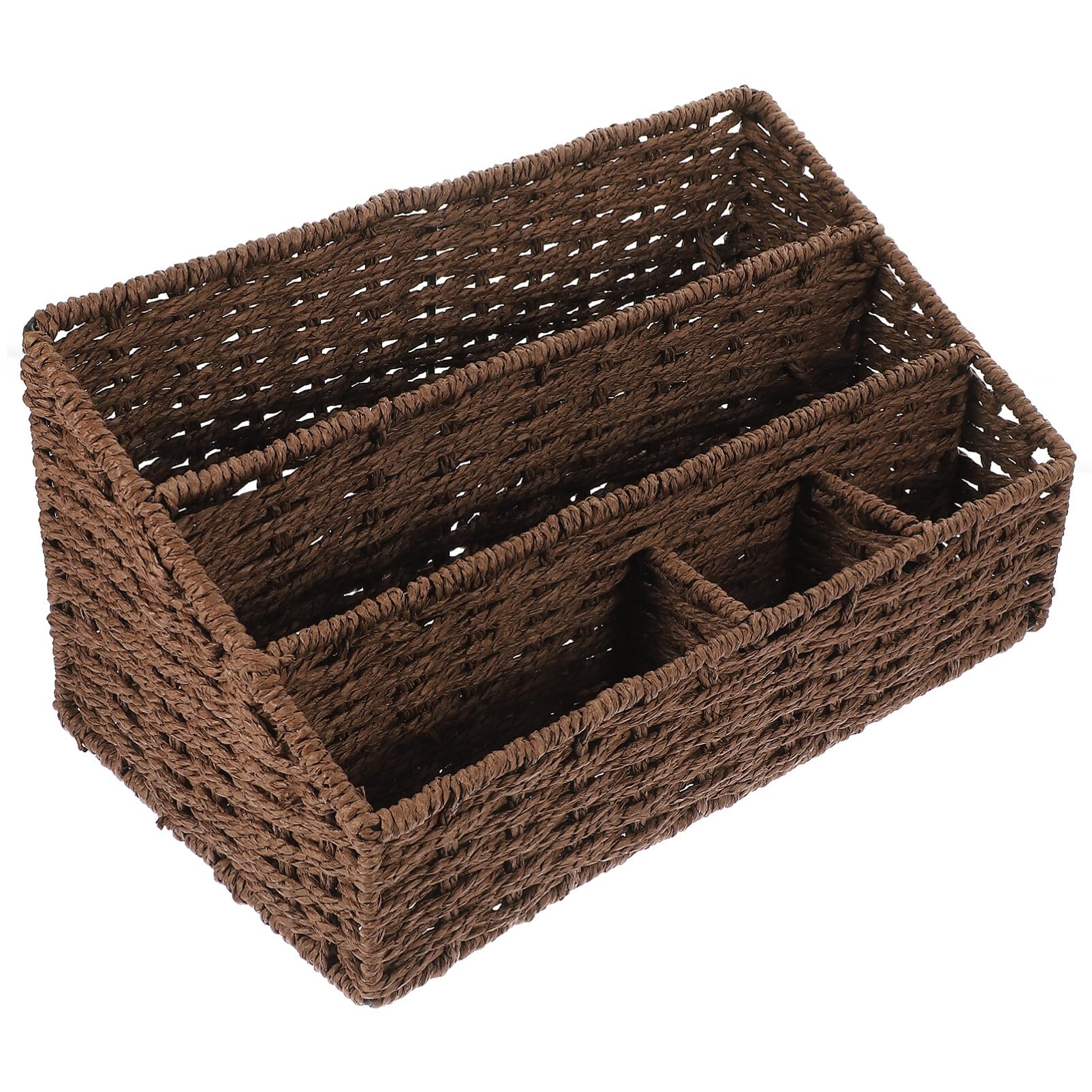Amazon.com: Cabilock Desktop Woven Storage Box Wicker Divided Storage ...