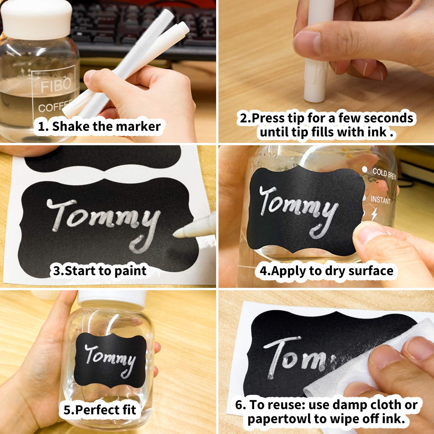 Snapklik.com : Chalkboard Labels 120pcs Marker Waterproof Blackboard ...