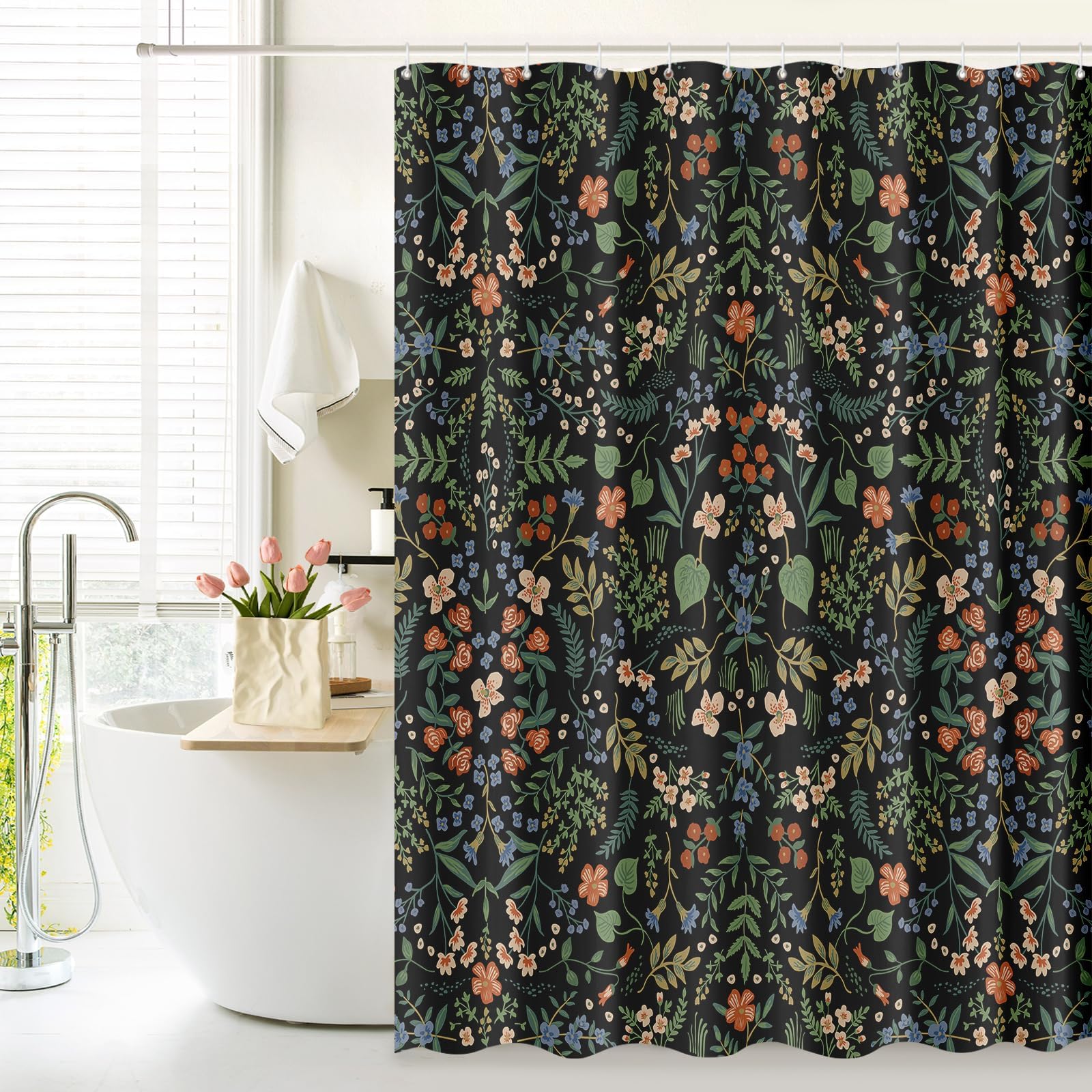 Amazon.com: GiuMsi 72"x72" Elegant Black Floral Shower Curtain ...