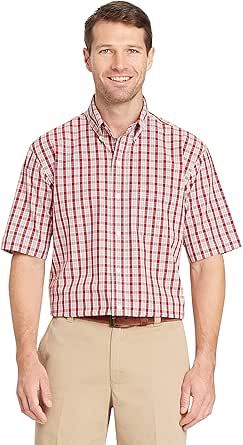 Arrow 1851 Men's Hamilton Poplins Short Sleeve Button Down Plaid Shirt ...