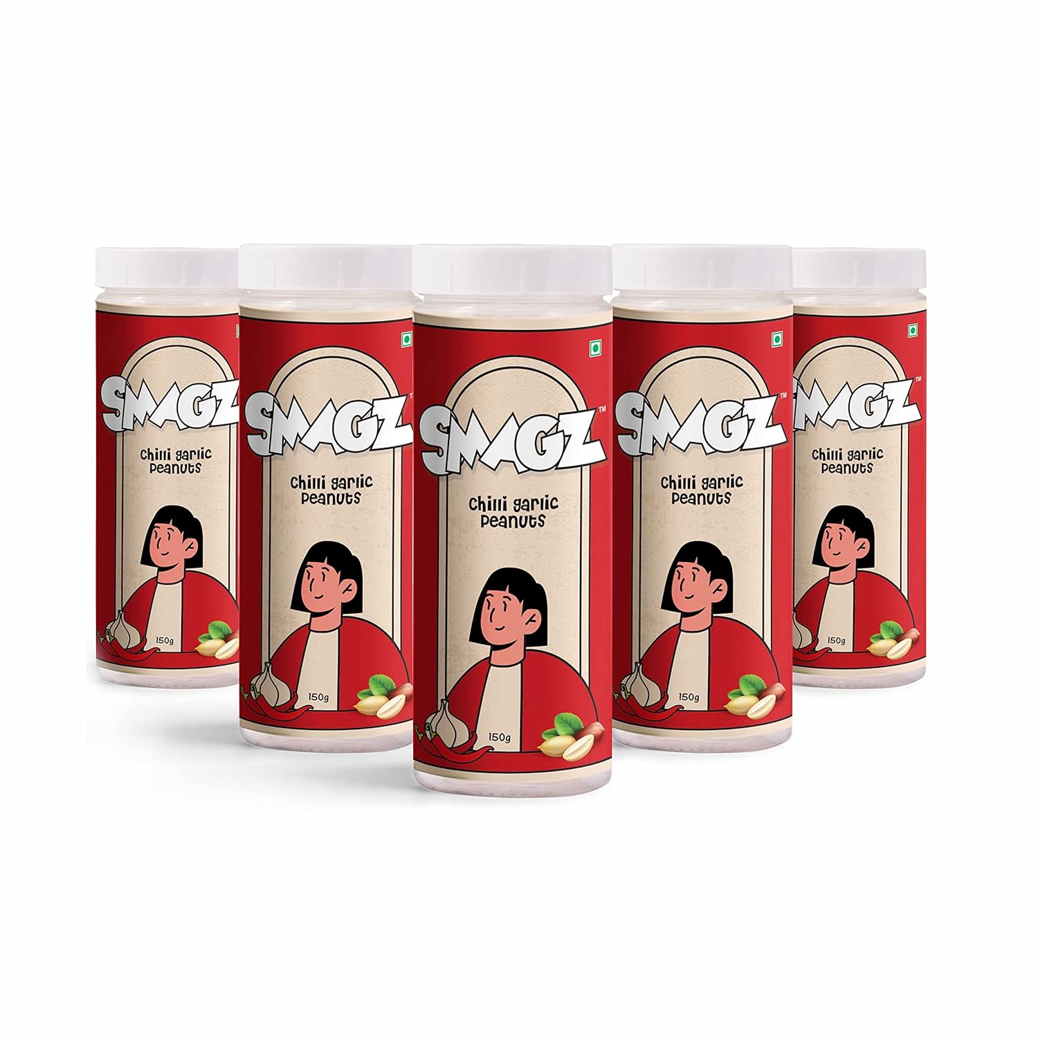 SMAGZ Chilli Garlic Roasted Flavoured Peanut, Healthy Namkeen and Snacks, Ready to Eat, Pack of ...