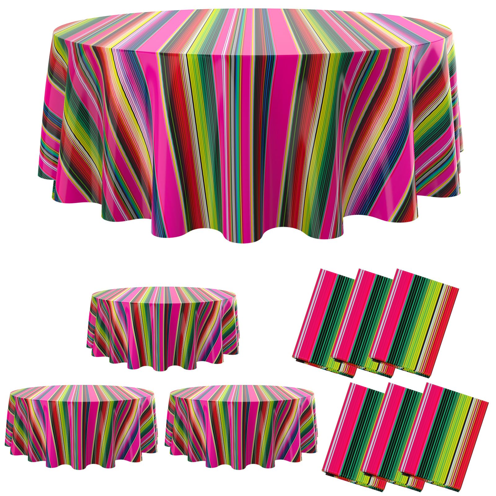 Amazon.com: Oudain 6 Pcs Mexican Table Cloth Plastic Mexican Stripe ...