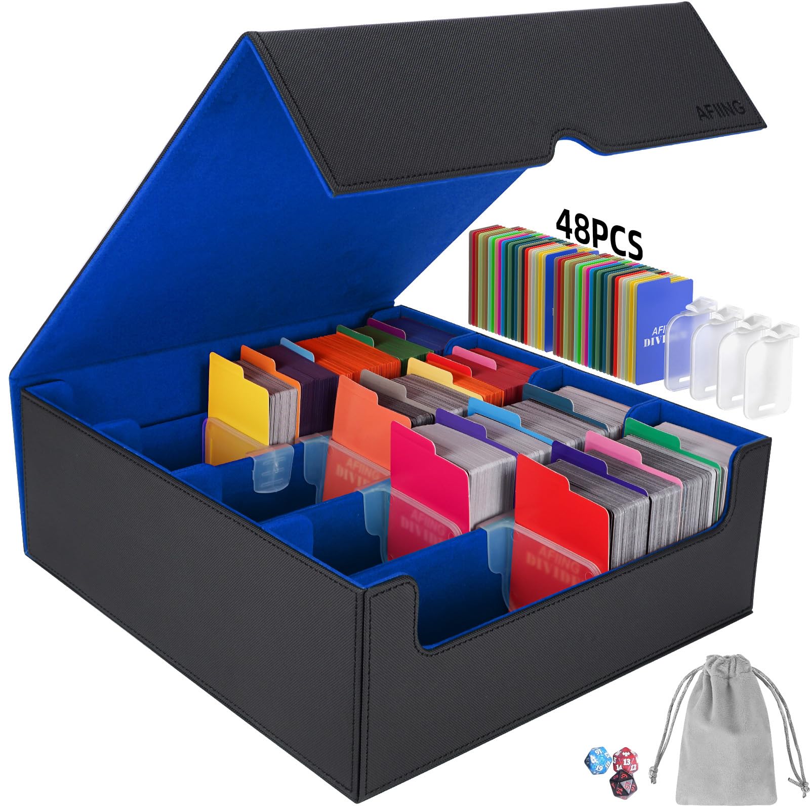 Amazon.com: AFIING Card Storage Box For Trading Cards With 4 Card ...