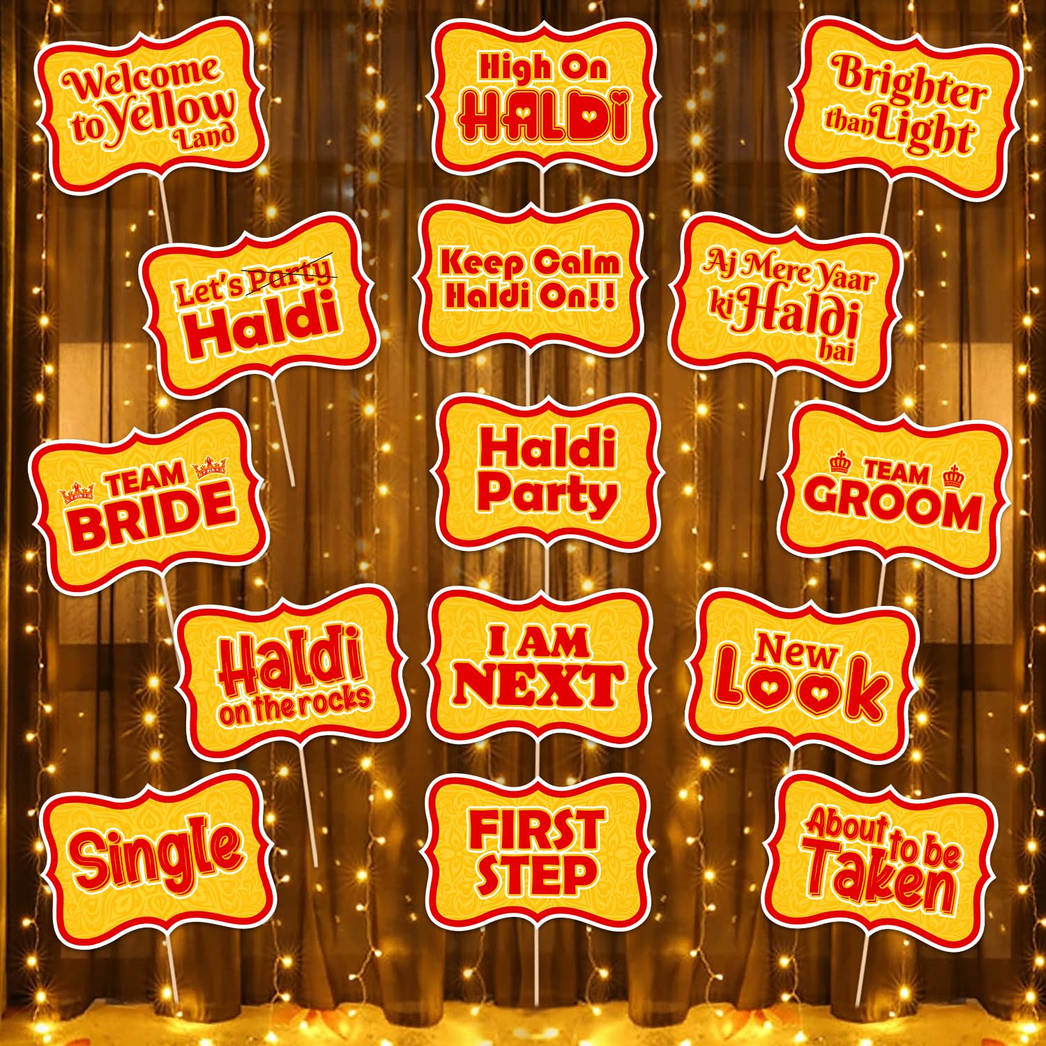 Zyozique ® Haldi Props for Bride and Family, Bride to Be Props for ...