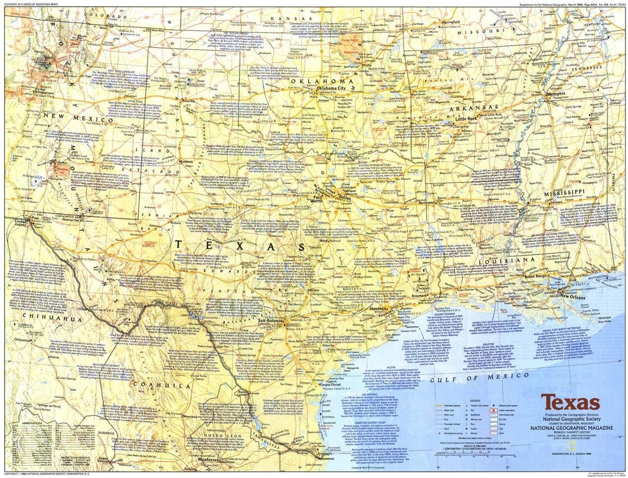 Amazon.com : National Geographic: Texas 1986 - Historic Wall Map Series ...