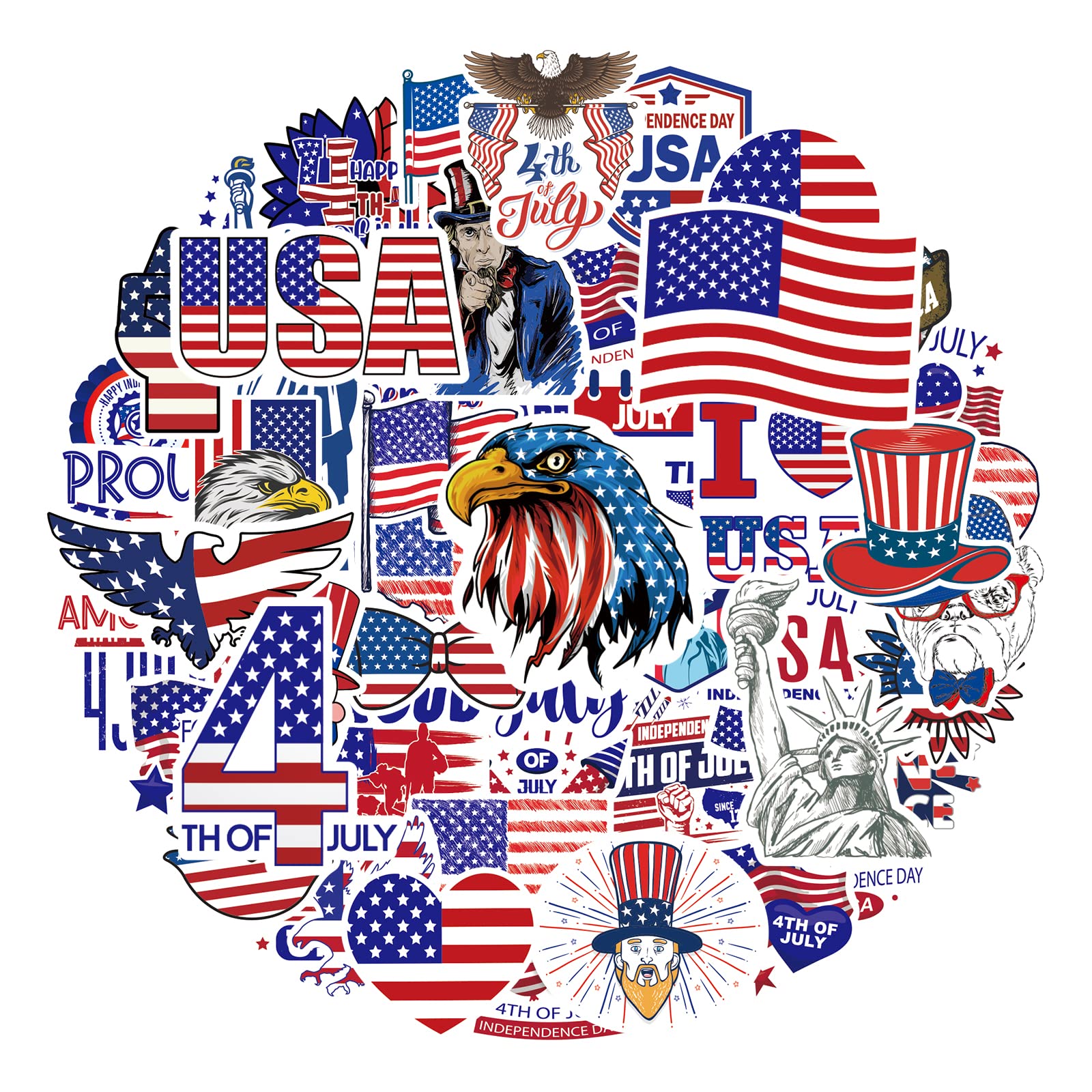 Amazon.com: 144 Pcs Assorted USA Patriotic Stickers Vinyl American Flag ...