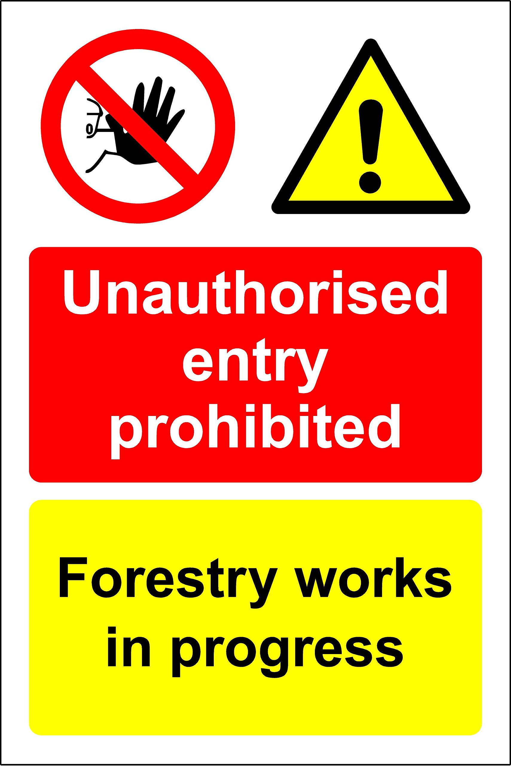 Forestry works in progress Safety sign - 1.2mm Rigid plastic 300mm x ...